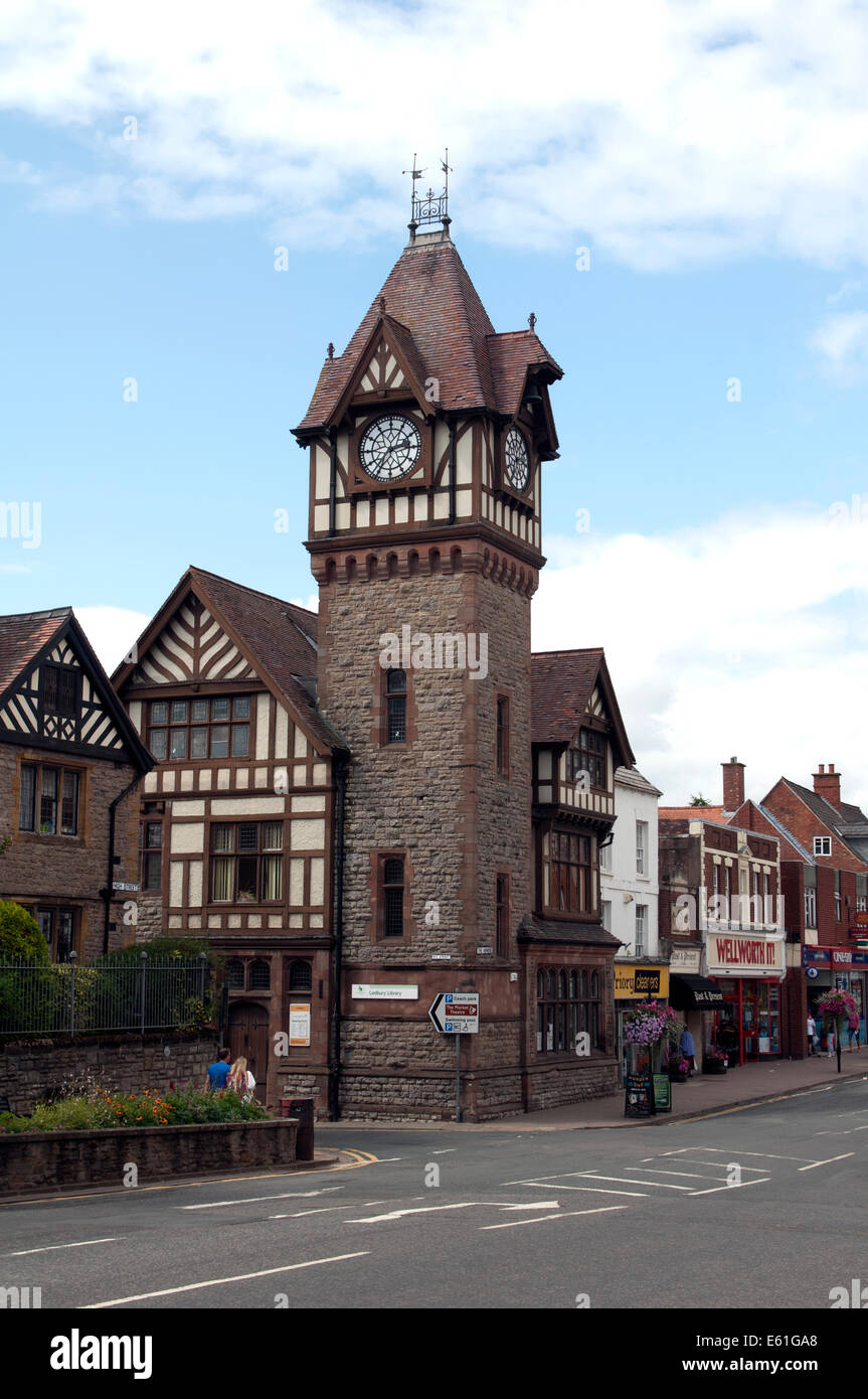 Public Library clock tower, Ledbury, Herefordshire, England, UK Stock ...