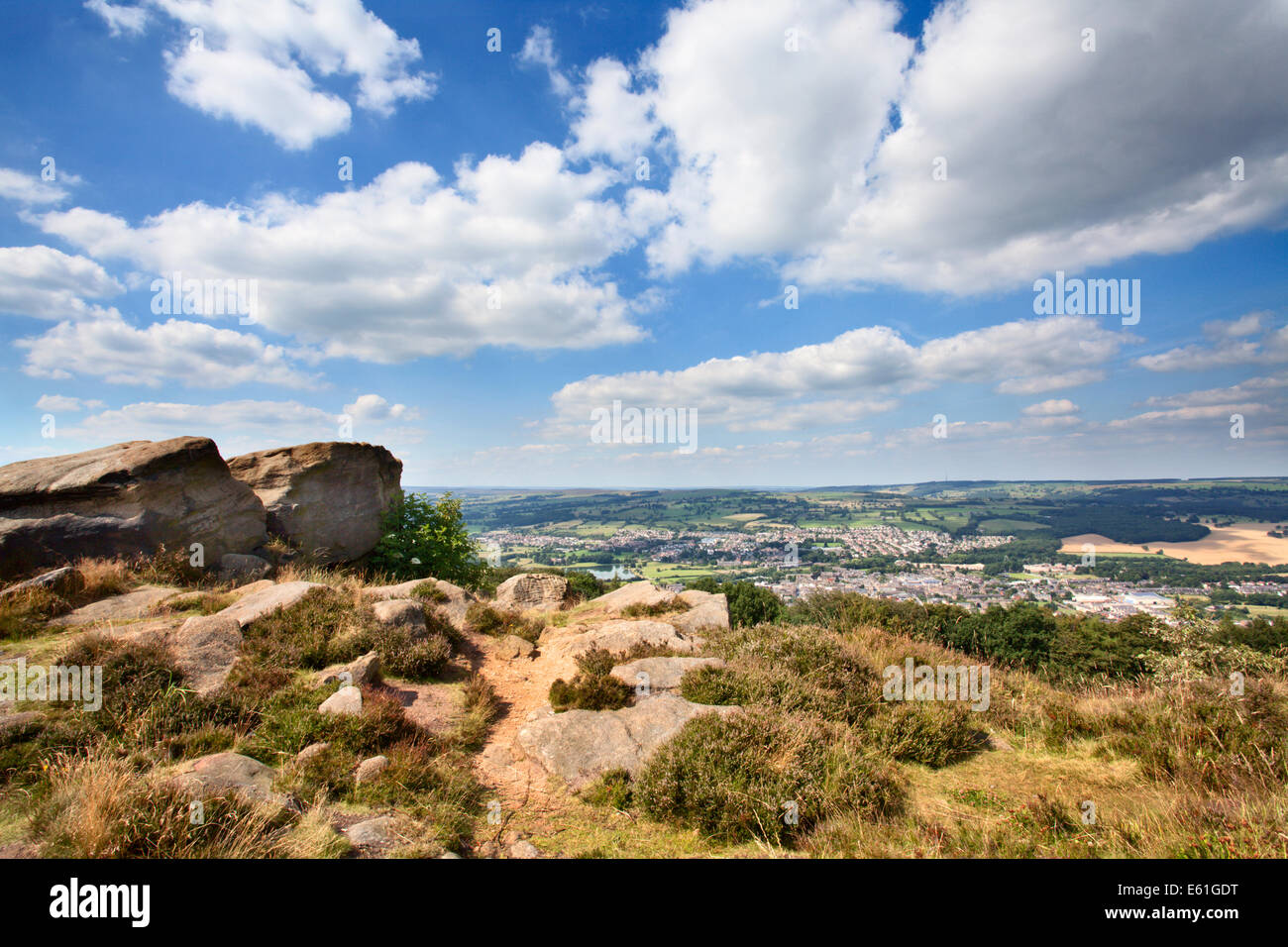 View over Otley from The Chevin in Summer West Yorkshire England Stock ...