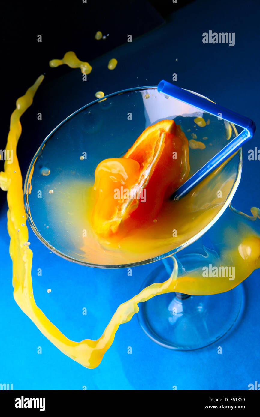 Orange slice splash in transparent hi-res stock photography and images ...