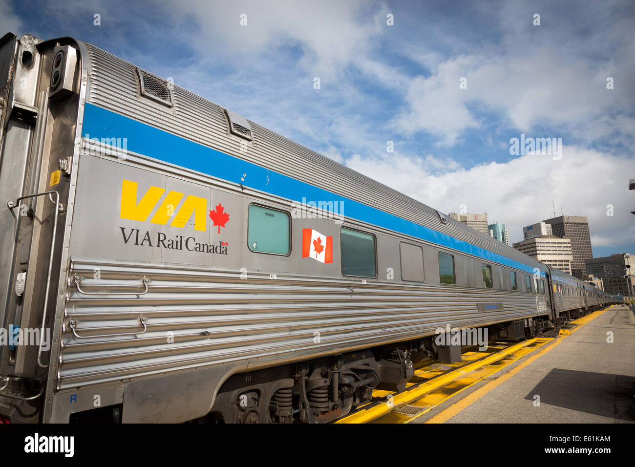 View of the Canadian Trans-Canada train in Winnipeg Station, Manitoba, Canada, North America ...