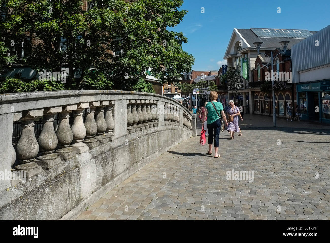People walking over the Stone Bridge in Chelmsford City centre Stock ...