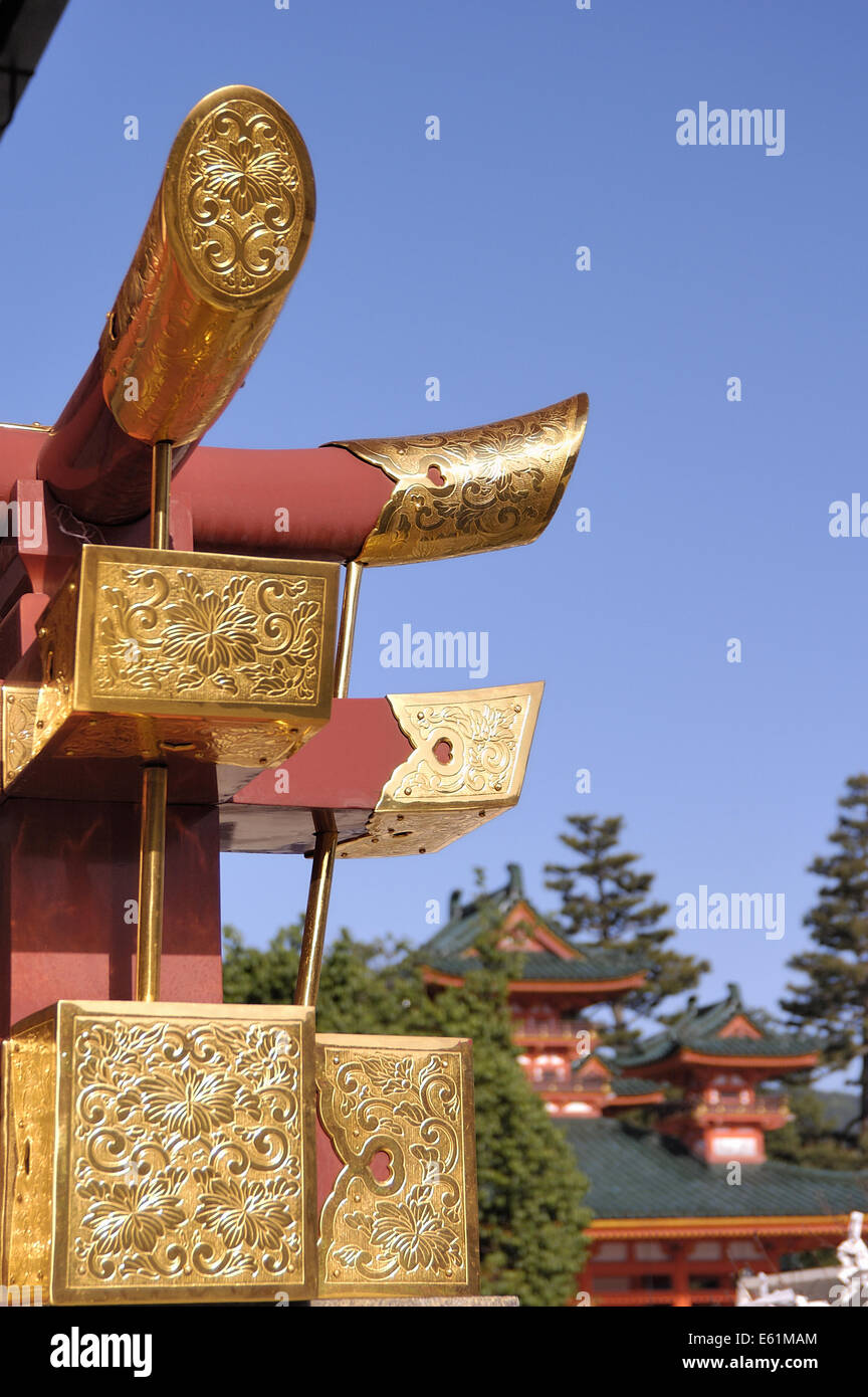 detail of traditional and decorative painted red fence or railing ...