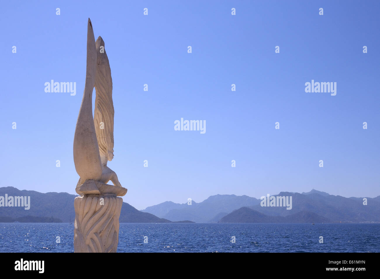 Statue of mermaid in Marmaris Harbour, Marmaris, Turkish Aegean Sea ...