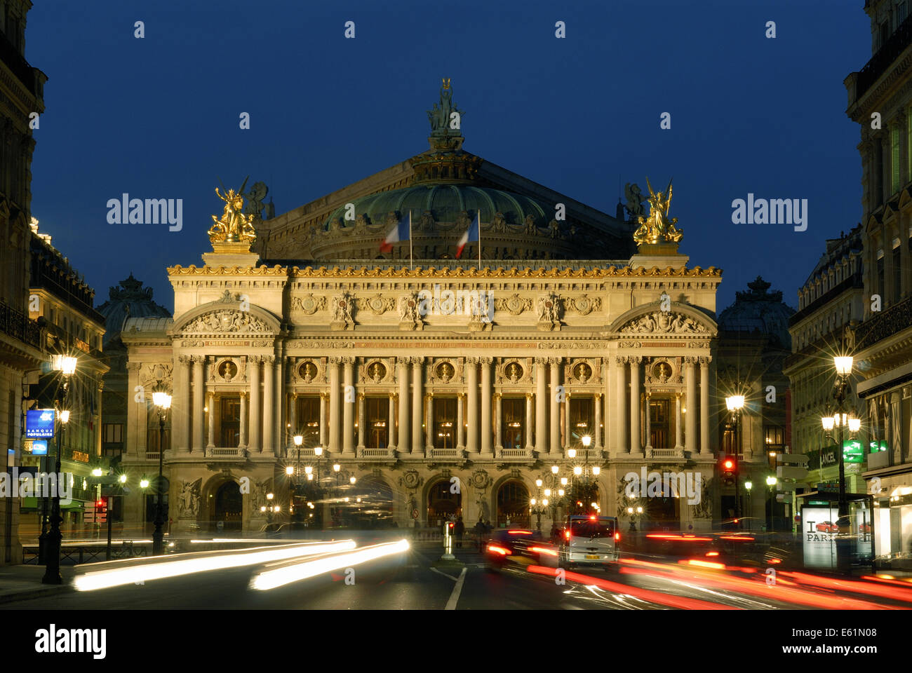 Paris Opera at twilight, Opera National de Paris, Paris, France Stock ...