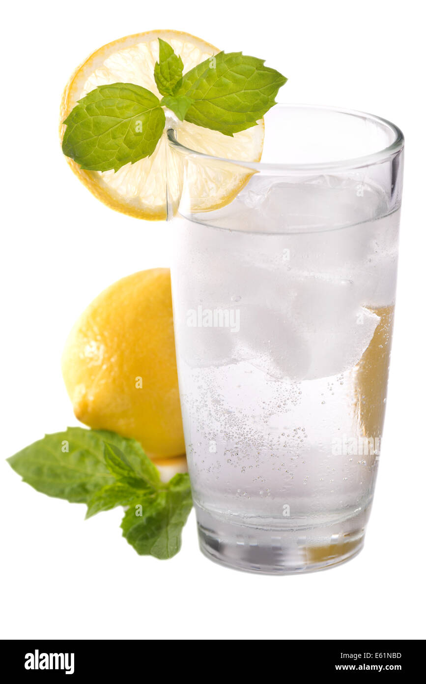 Glass Of Ice Water With Lemon