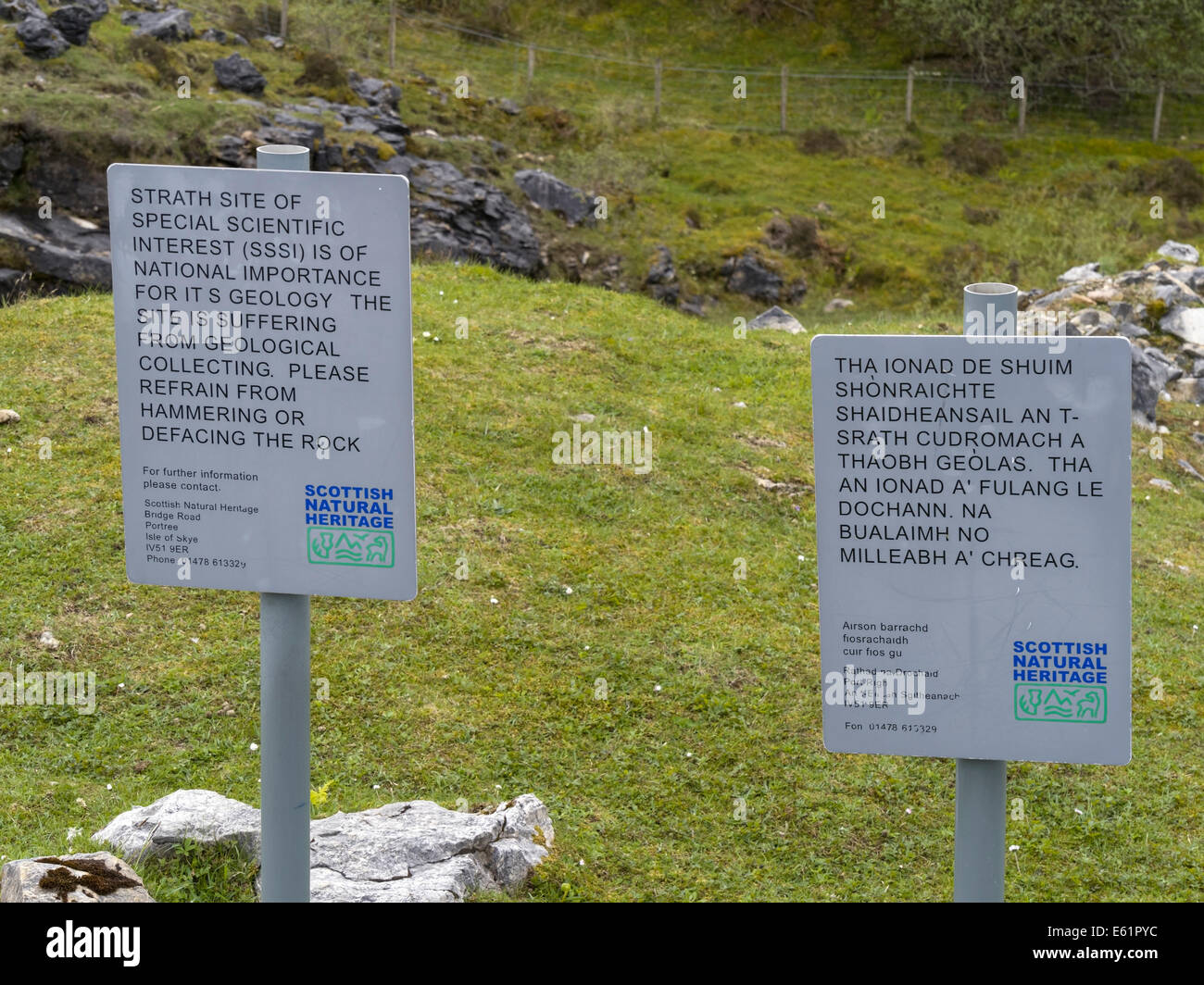 Site of Special Scientific Interest SSSI signs in English and Gaelic at ...
