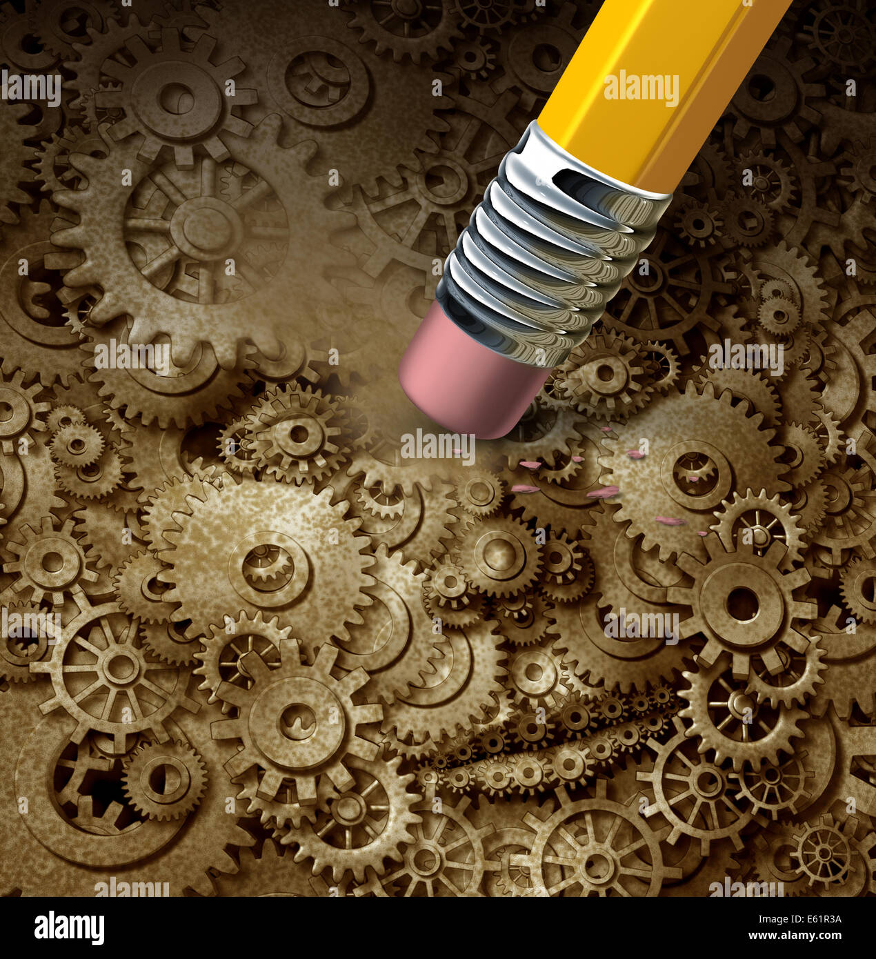 Losing function concept as a frontal head made of machine gears and ...