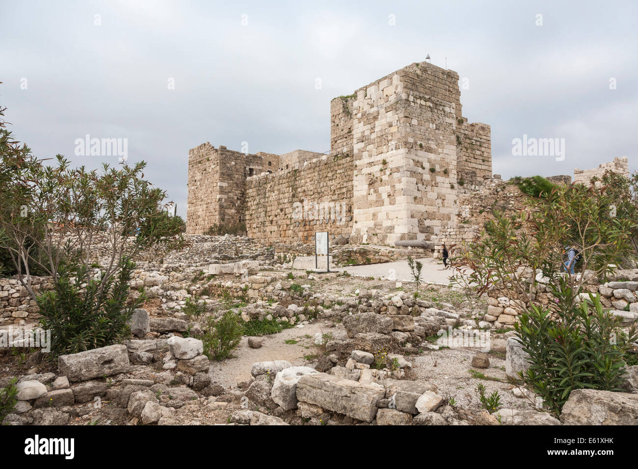Ancient 12th century Crusader Byblos Castle built from limestone and ...