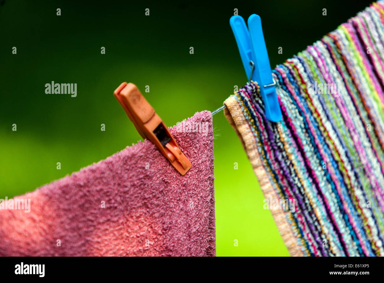 Pegs on clothespins, clotheslines Stock Photo - Alamy