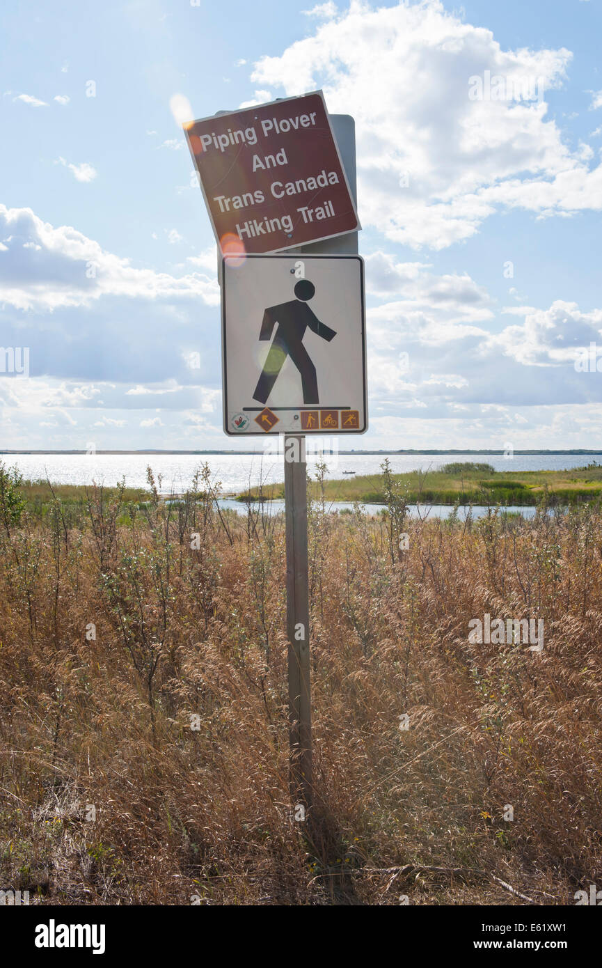 Trans Canada Trail sign in southern Saskatchewan prairie landscape ...