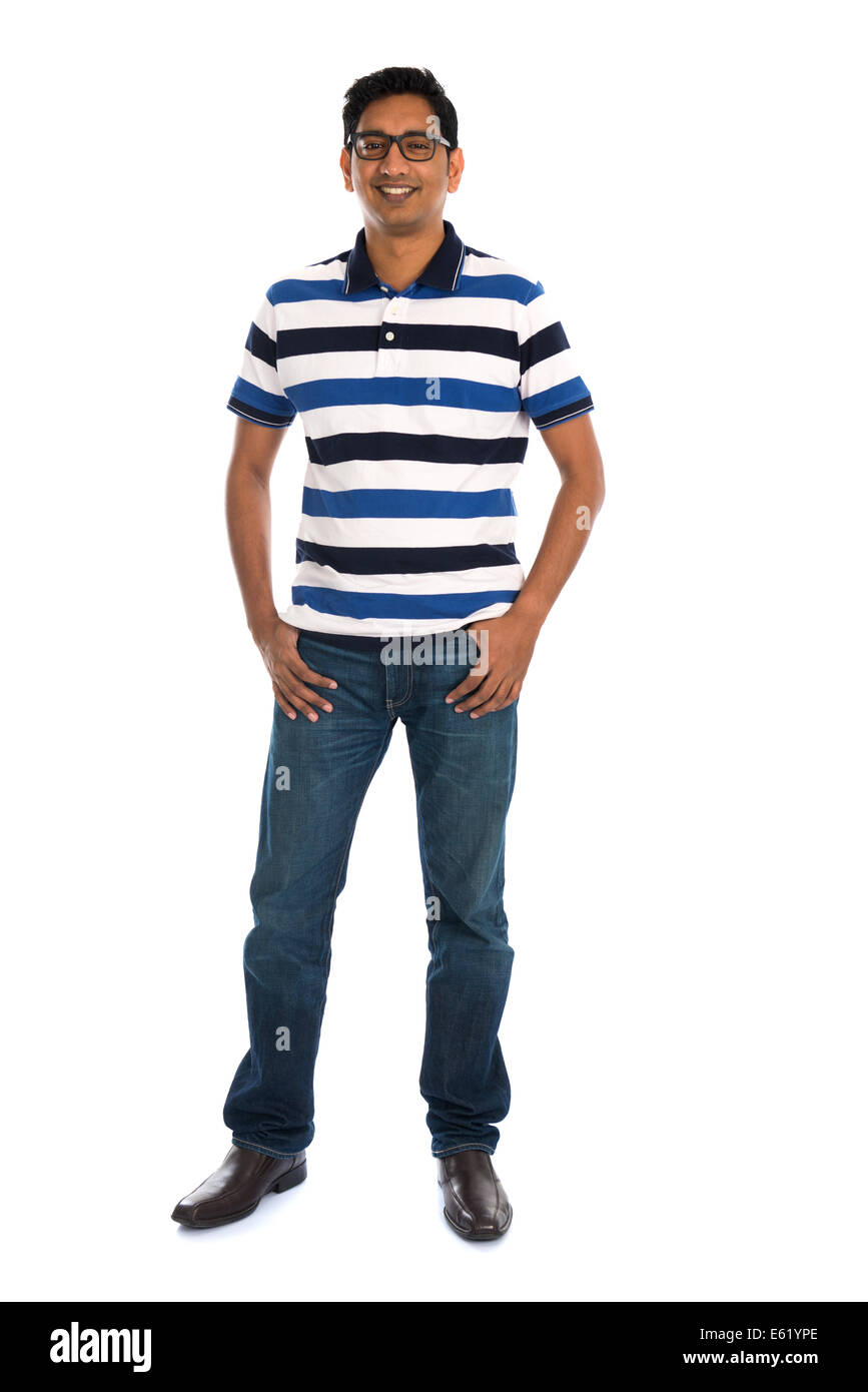 cheerful casual indian man full body isolated on white Stock Photo - Alamy
