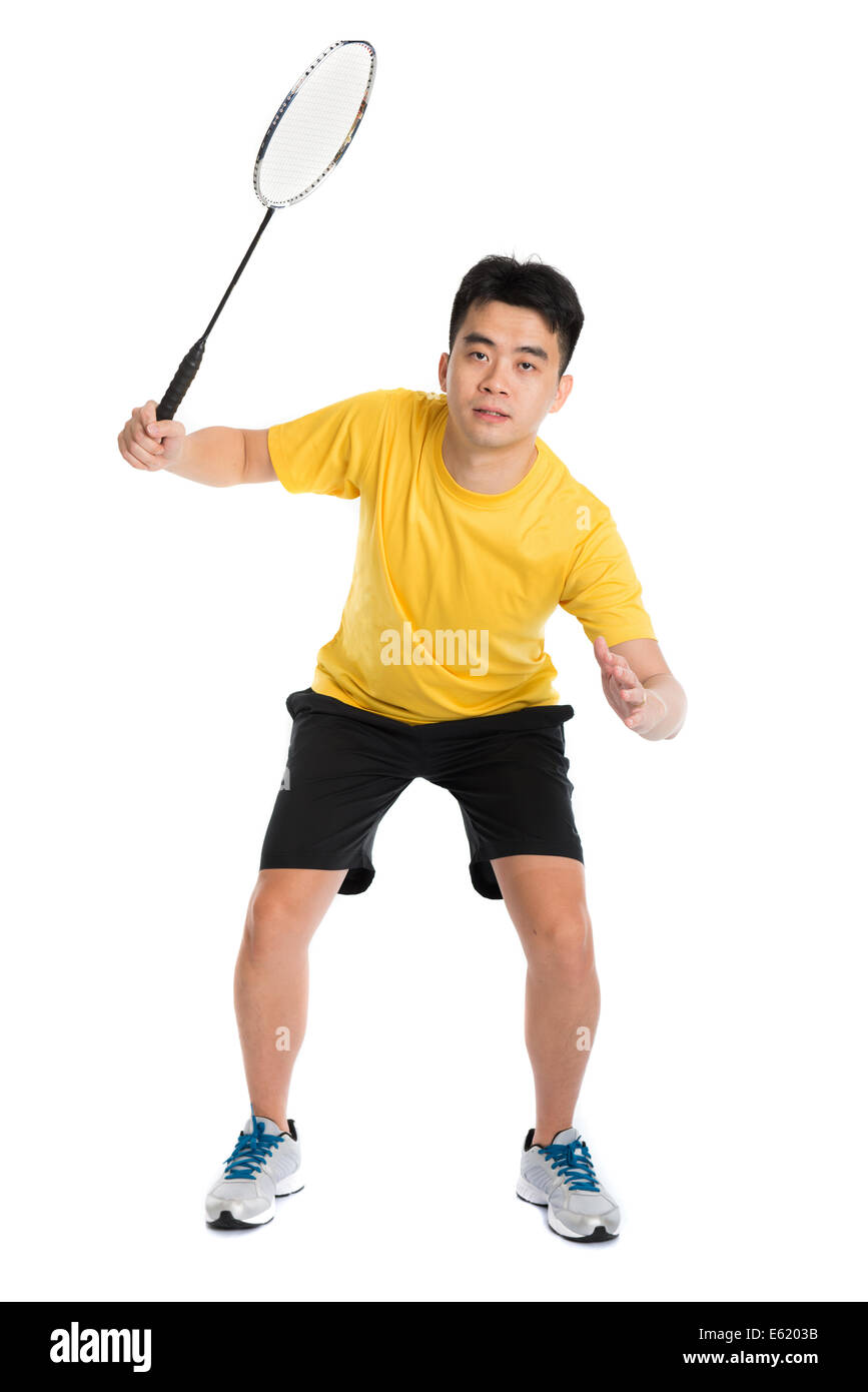 asian badminton chinese player in white background Stock Photo - Alamy