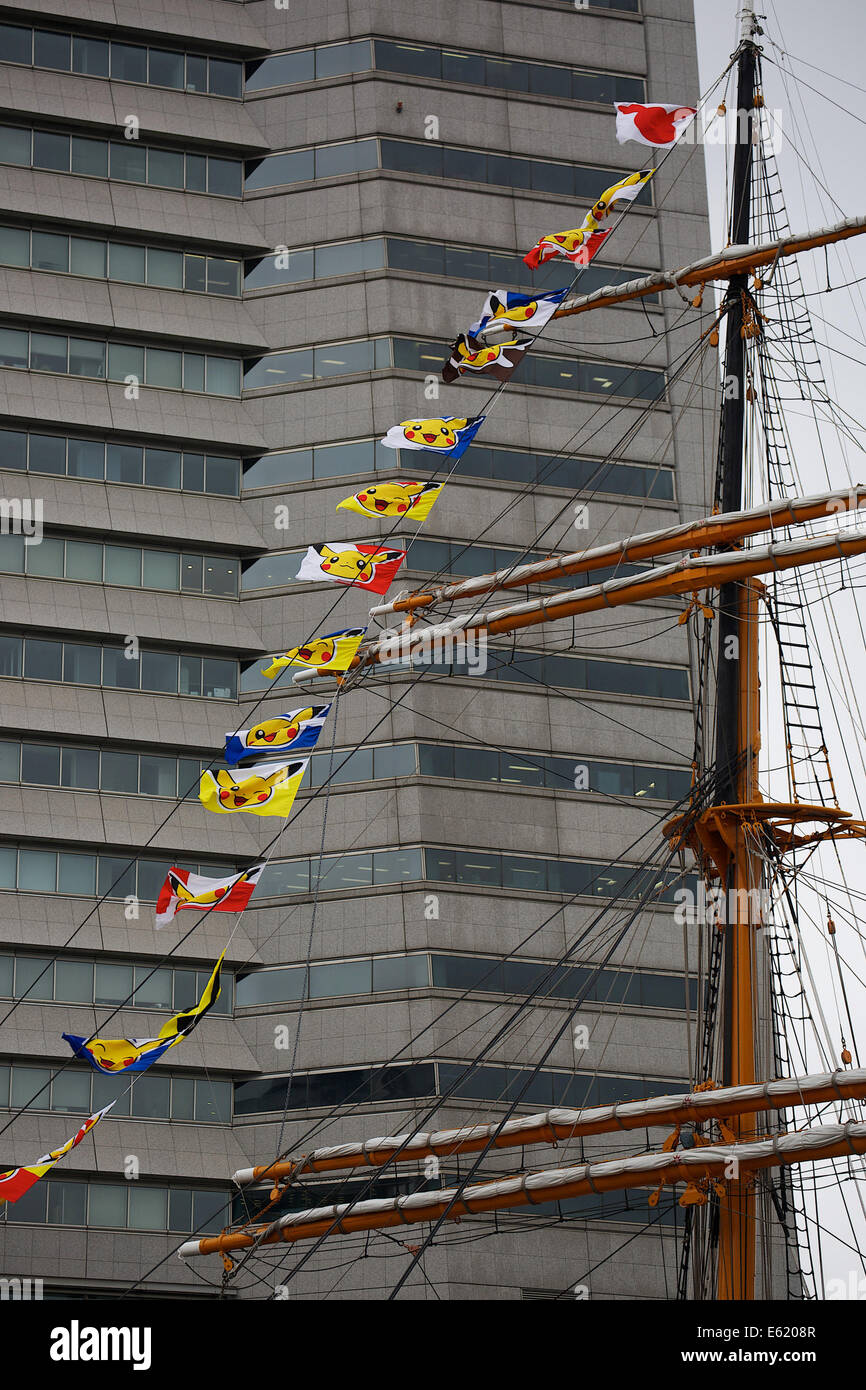 Flags of Pikachu are displayed on the Nippon Maru boat at the "1000 ...