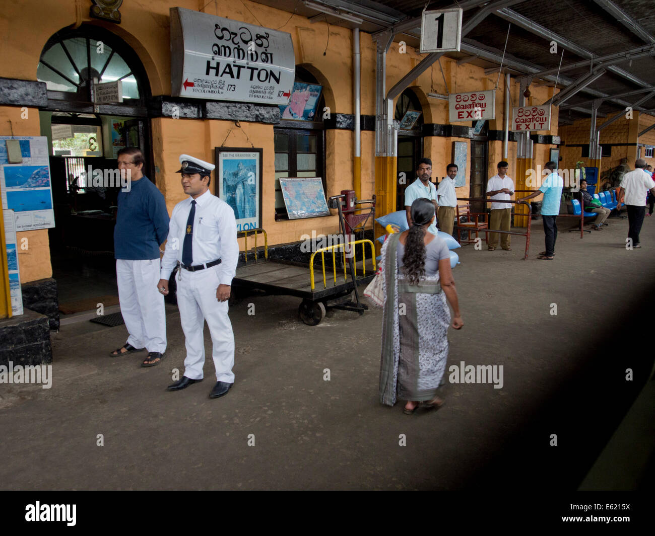Hatton train station on route from Kandy to Ella, in the highlands of ...
