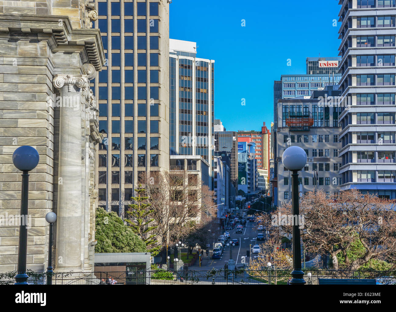 Wellington main street city centre from parliament building Stock Photo ...