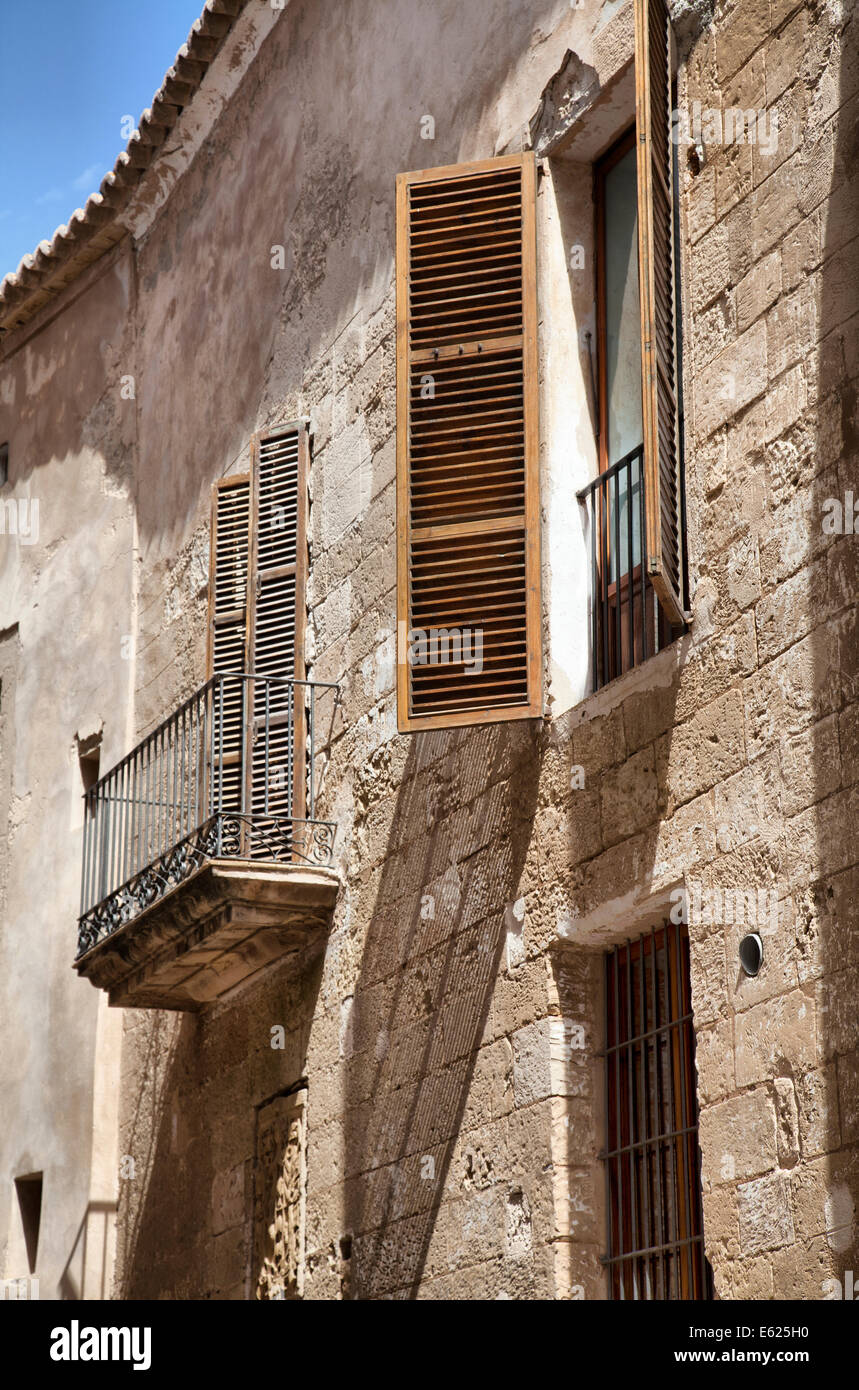Building with open Shutters Stock Photo - Alamy