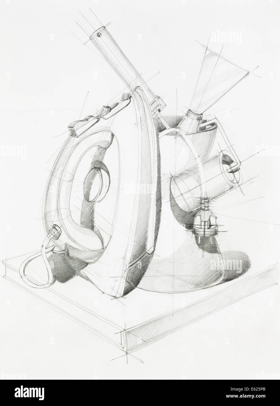 artistic study of objects shapes composition, drawn by hand Stock Photo ...