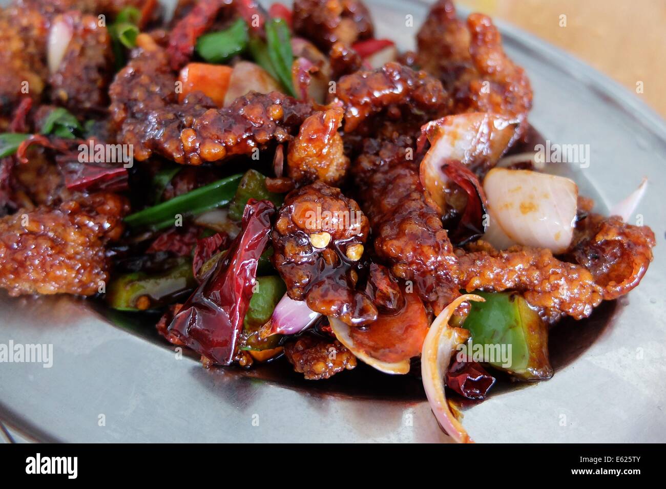 Fried Marmite Mantis Prawn Dish Stock Photo - Alamy