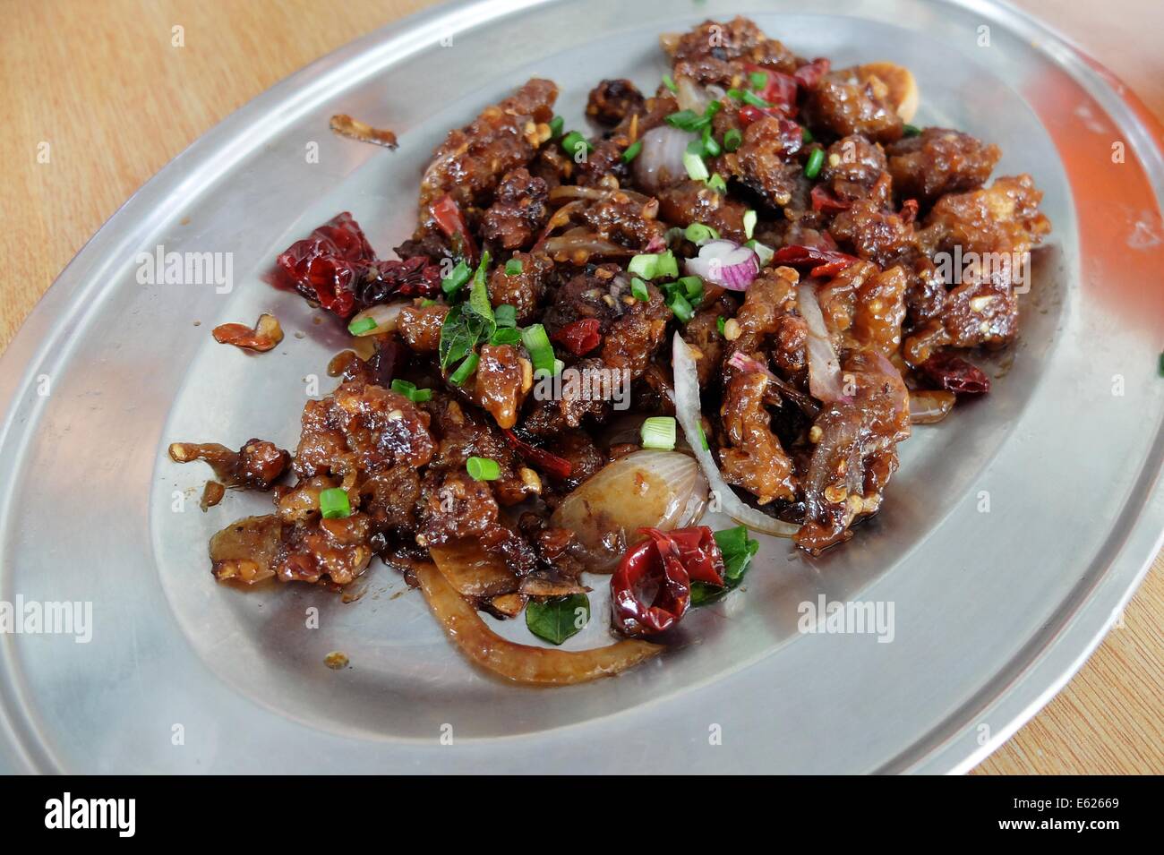 Stir Fried Mantis Prawn with Black Sauce and Dried Chilli Stock Photo ...