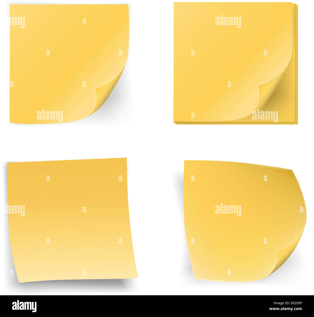 Yellow stick notes on white background, vector illustration Stock Photo ...