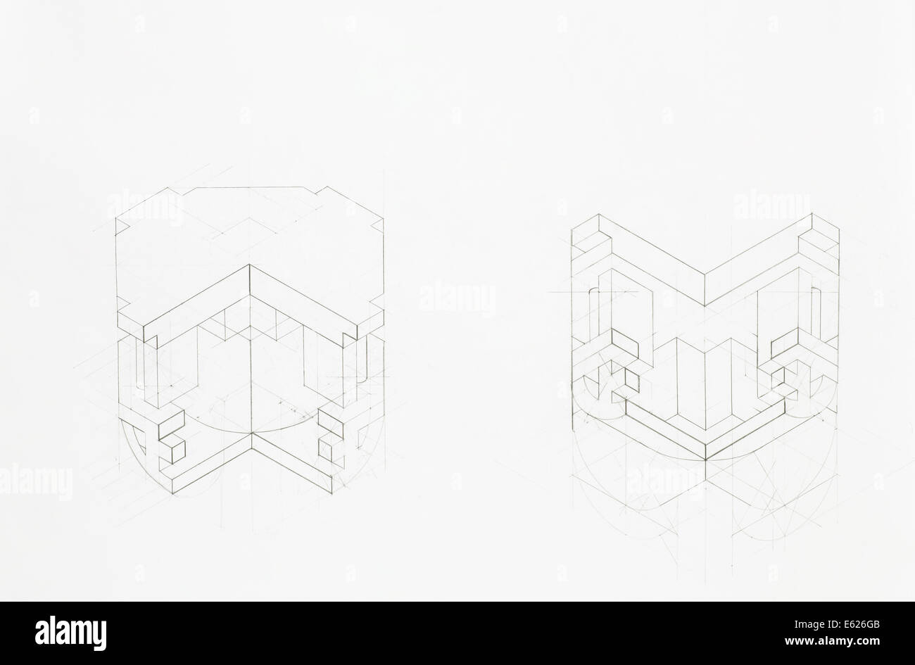 architectural blueprint of structure of vaulted arch, overview Stock ...