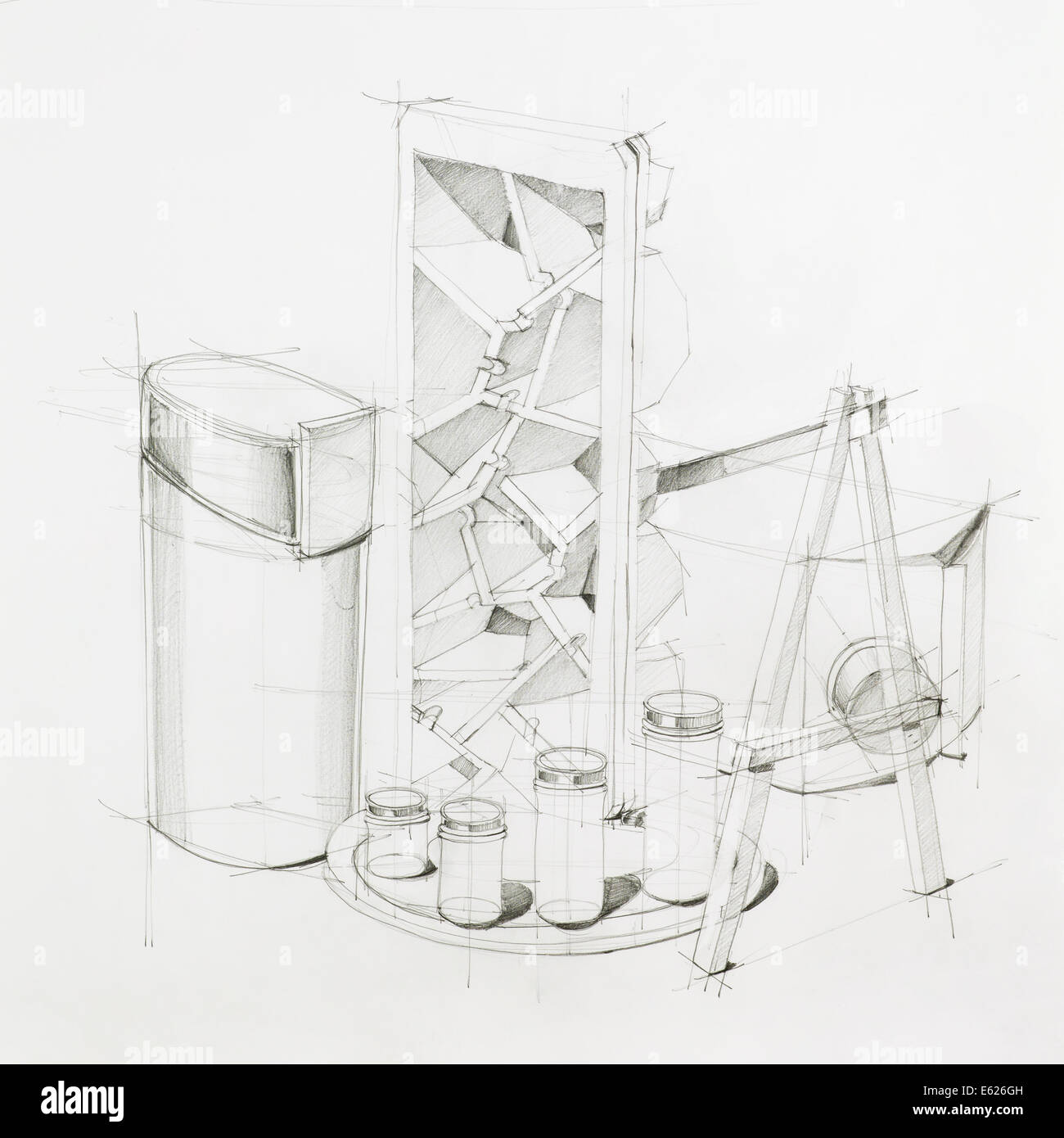 hand drawn artistic study of objects and shapes Stock Photo - Alamy