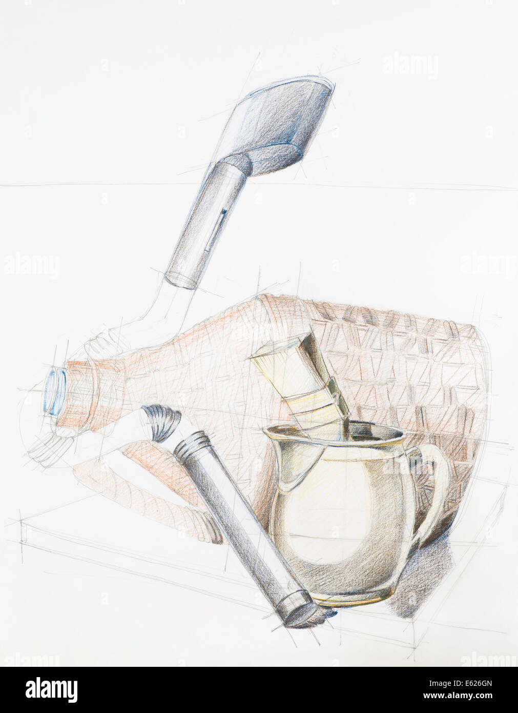 hand drawn artistic study of composition with objects Stock Photo - Alamy