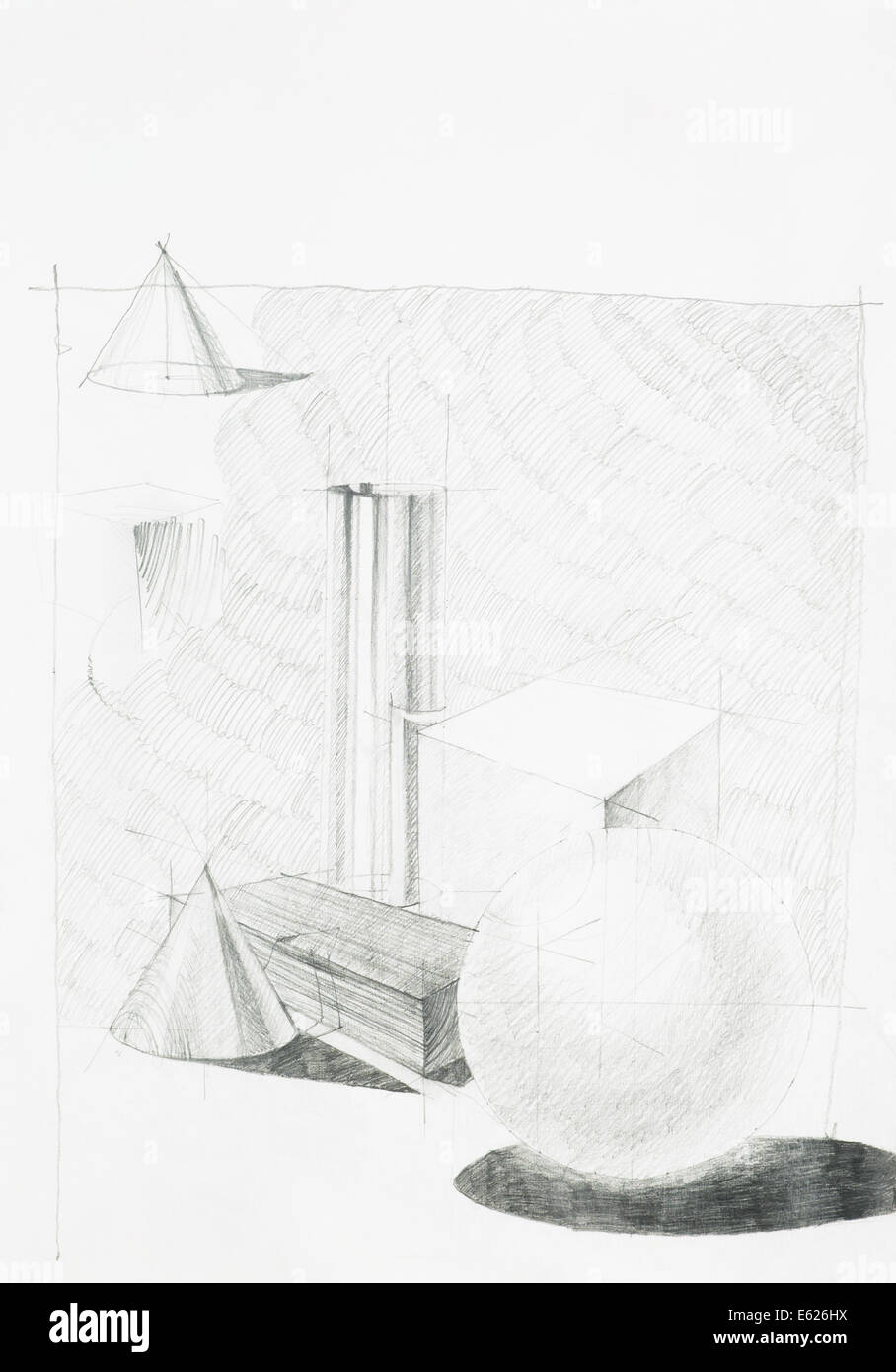 hand drawn illustration, artistic study of objects composition ...