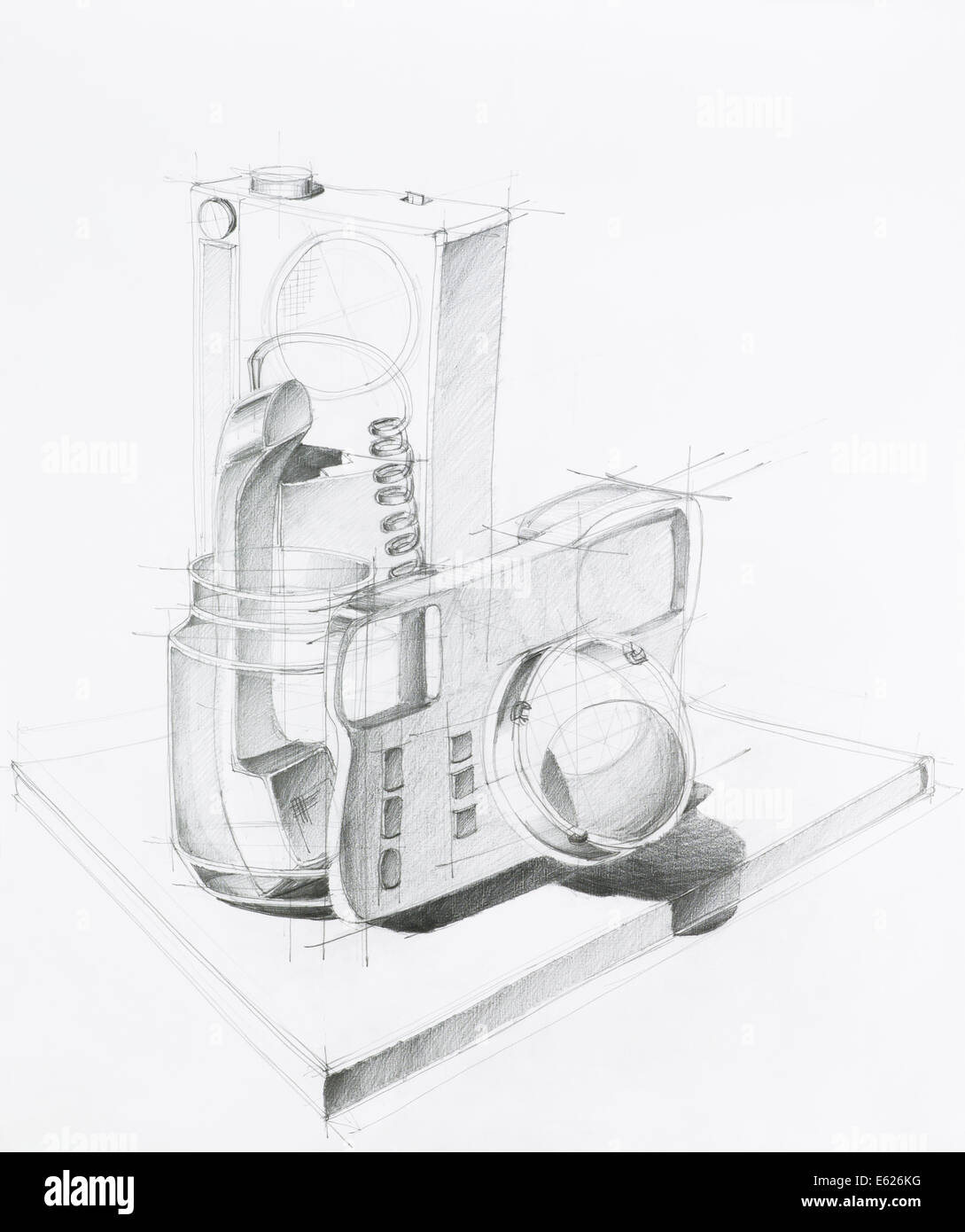 hand drawn artistic study of composition with objects Stock Photo - Alamy
