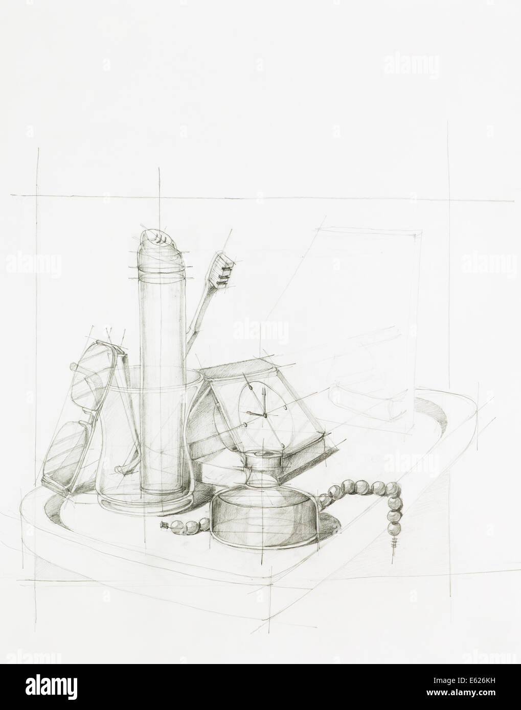 hand drawn artistic study of composition with objects Stock Photo - Alamy