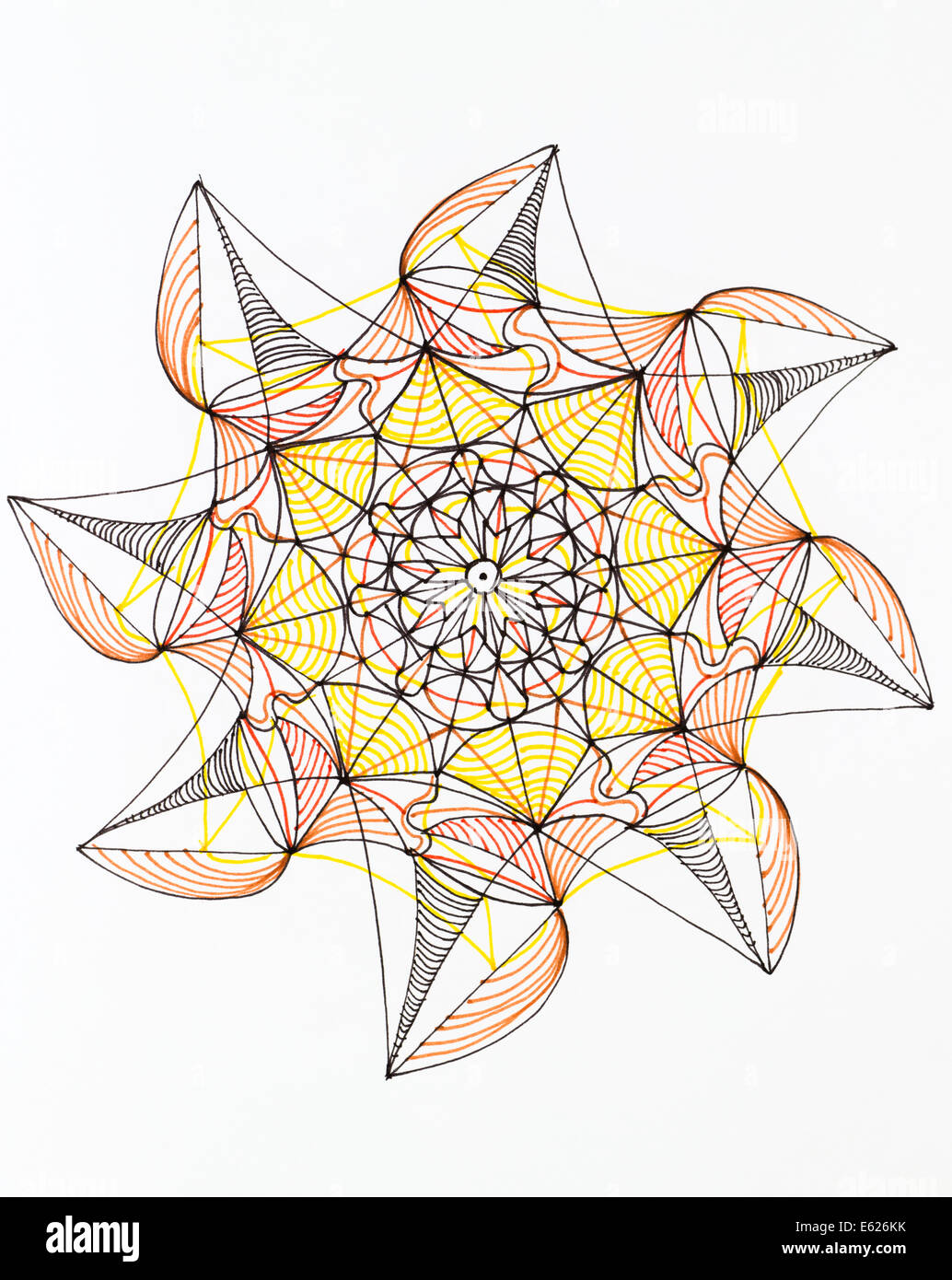 hand drawn interesting colorful mandala ornament on white background ...