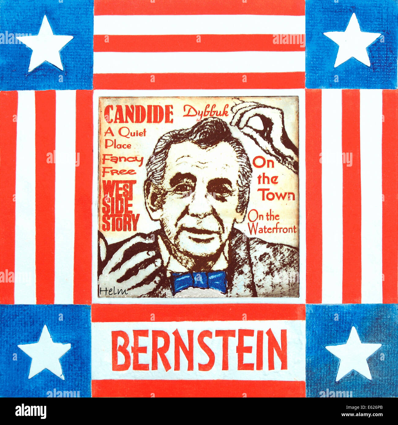 Leonard Bernstein, portrait, illustration, American composer, conductor ...