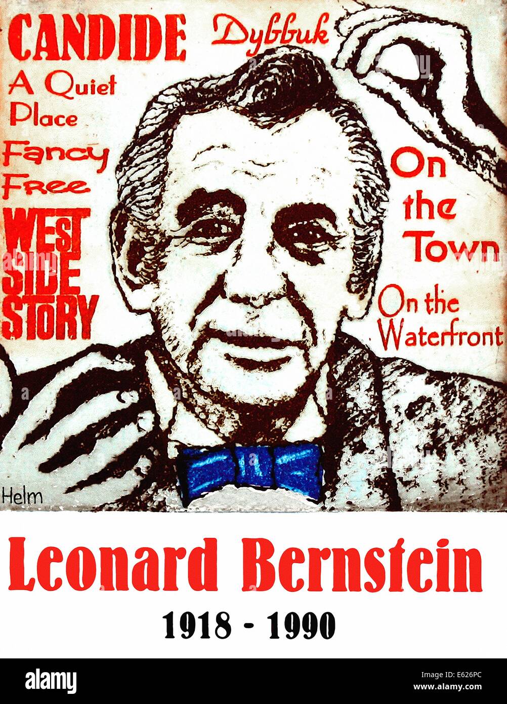 Leonard Bernstein, portrait, illustration, American composer, conductor ...