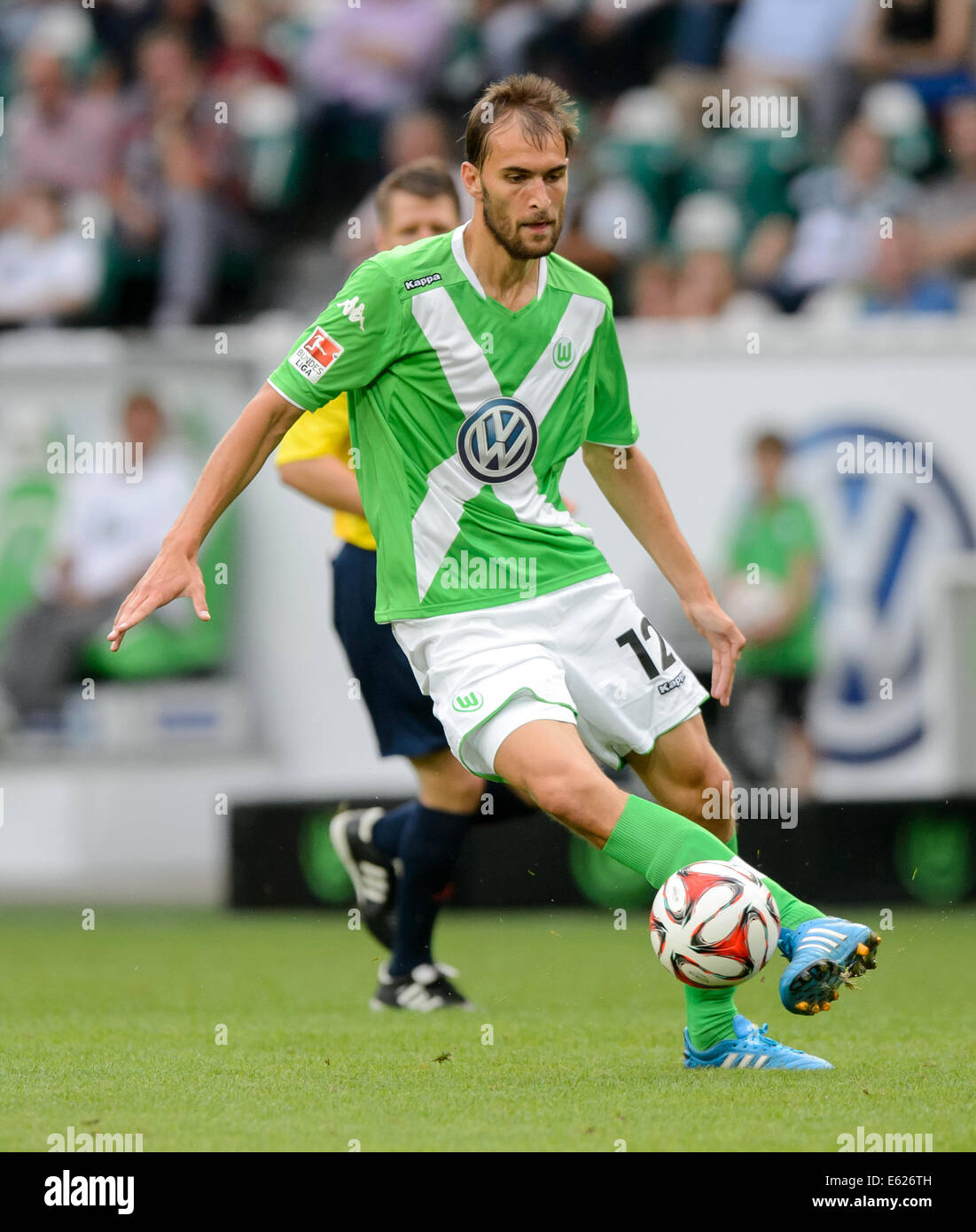 Wolfsburg, Germany. 10th Aug, 2014. Wolfsburg's Bas Dost in action ...