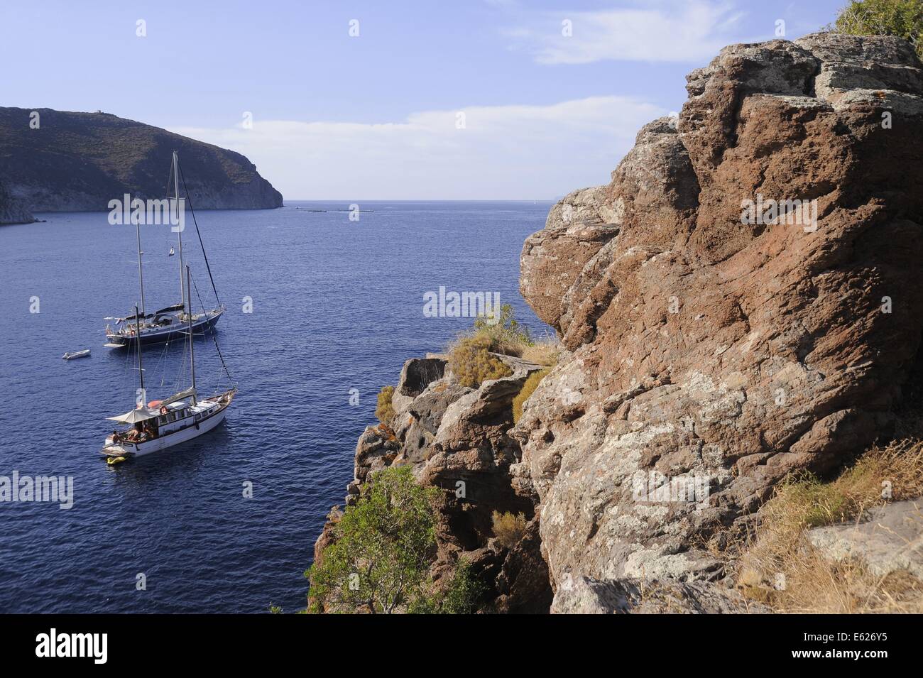 Capraia island (Tuscan Archipelago, Italy), the harbour bay Stock Photo ...