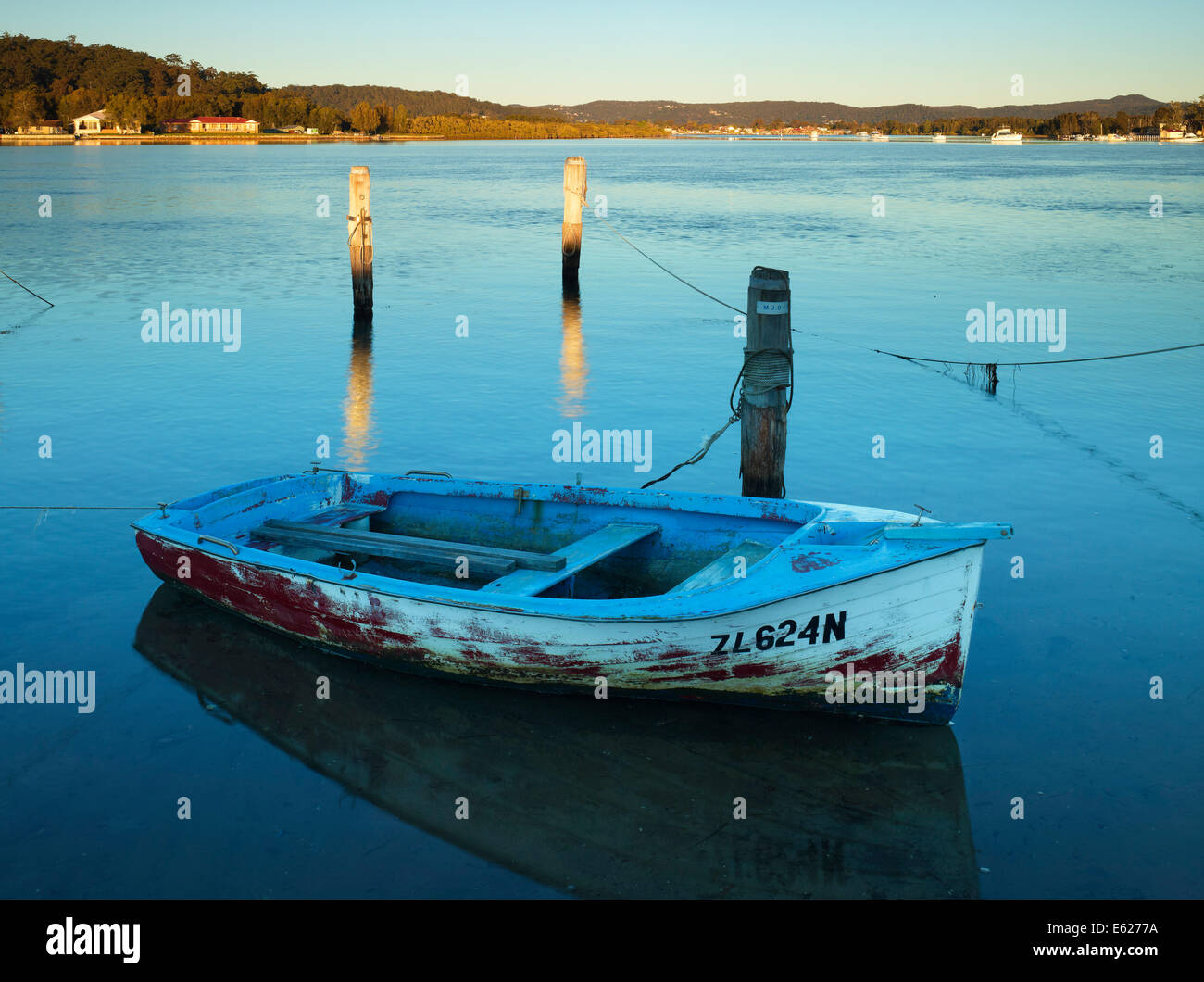 Old boat moored at Davistown. Central Coast, NSW Australia Stock Photo ...