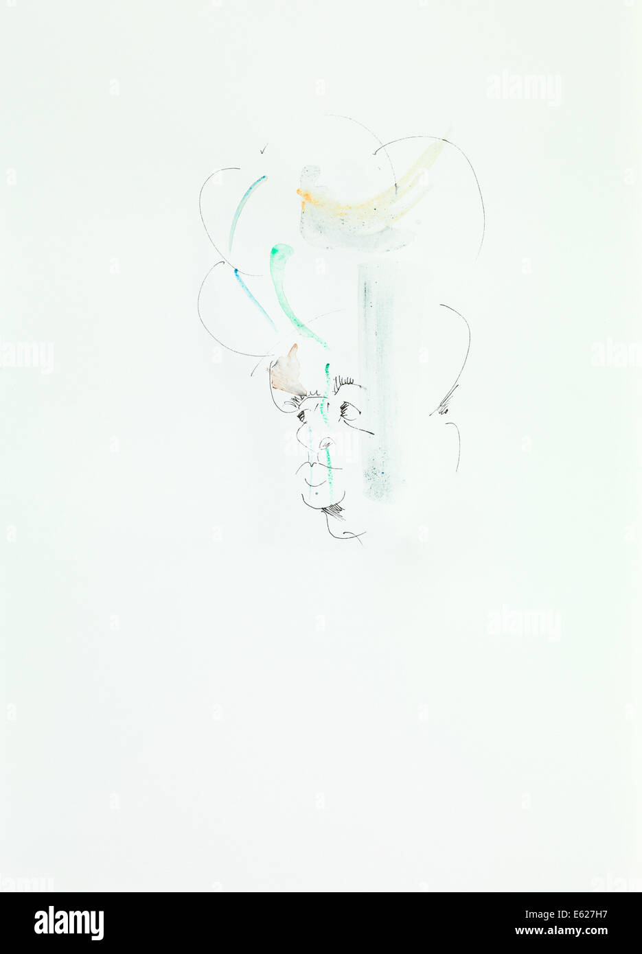 hand drawn portrait of strange looking man, using watercolor paint ...