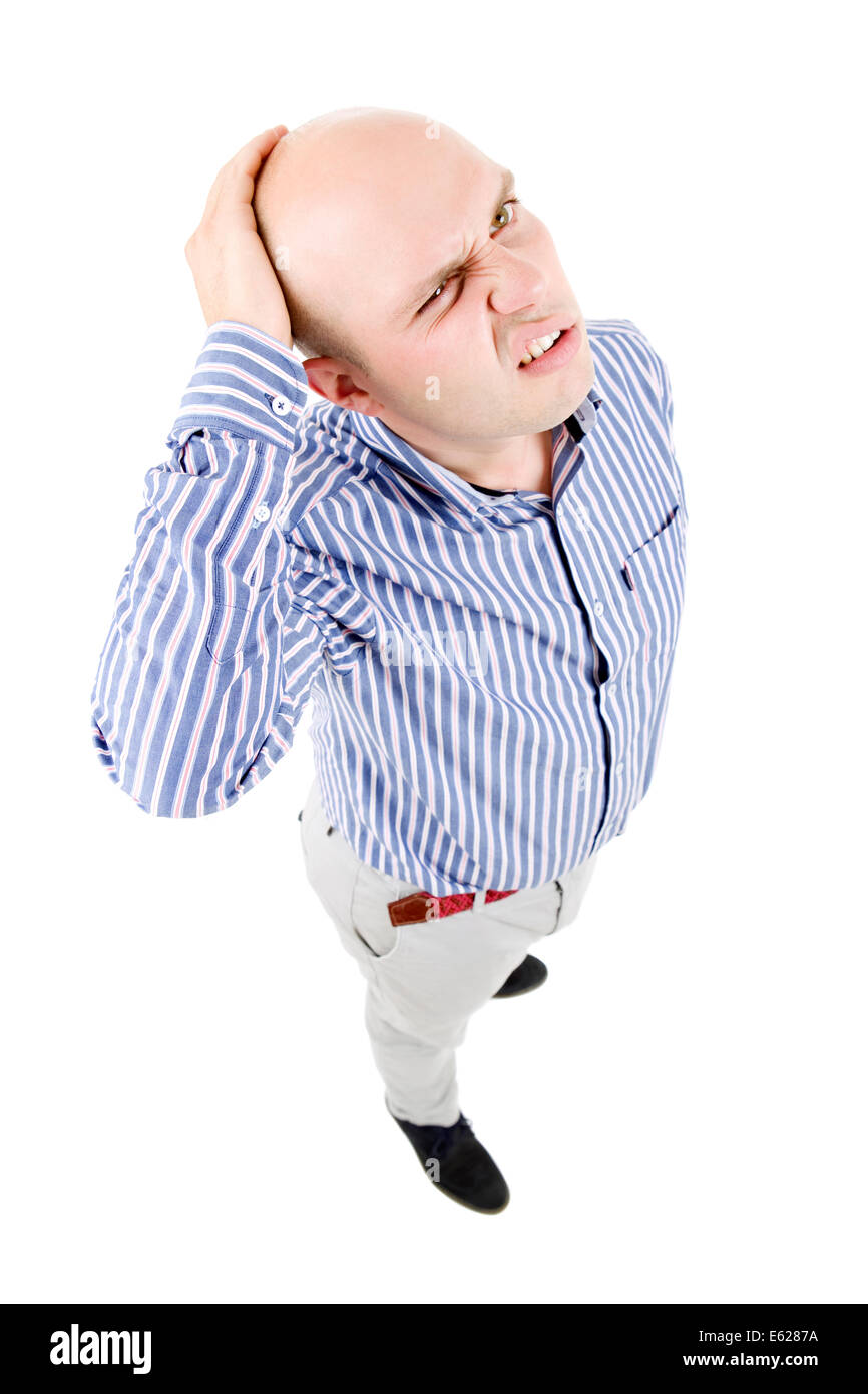 casual man full body with a headache, isolated Stock Photo - Alamy
