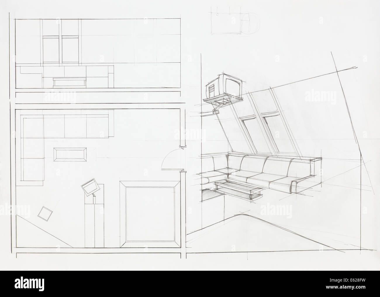 Perspective drawing living room hi-res stock photography and images - Alamy