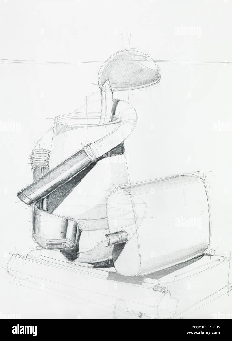 artistic study composition with objects, drawn by hand Stock Photo - Alamy