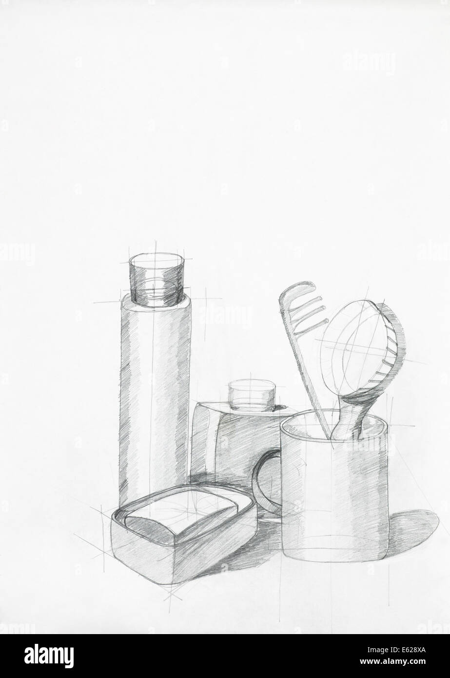 illustration of still life with objects, drawn by hand Stock Photo - Alamy
