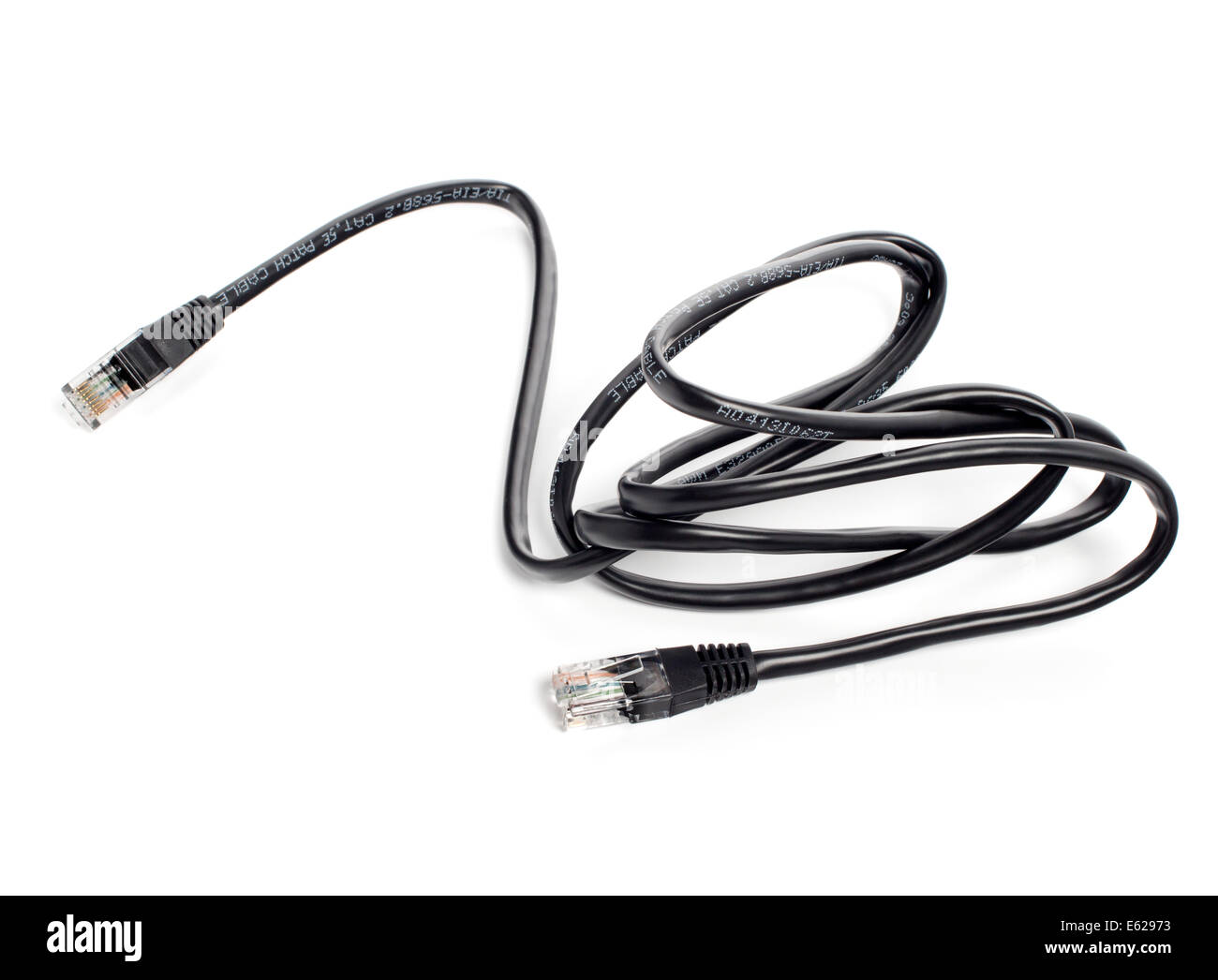 Black wire rj-45 on a white background, isolated Stock Photo - Alamy