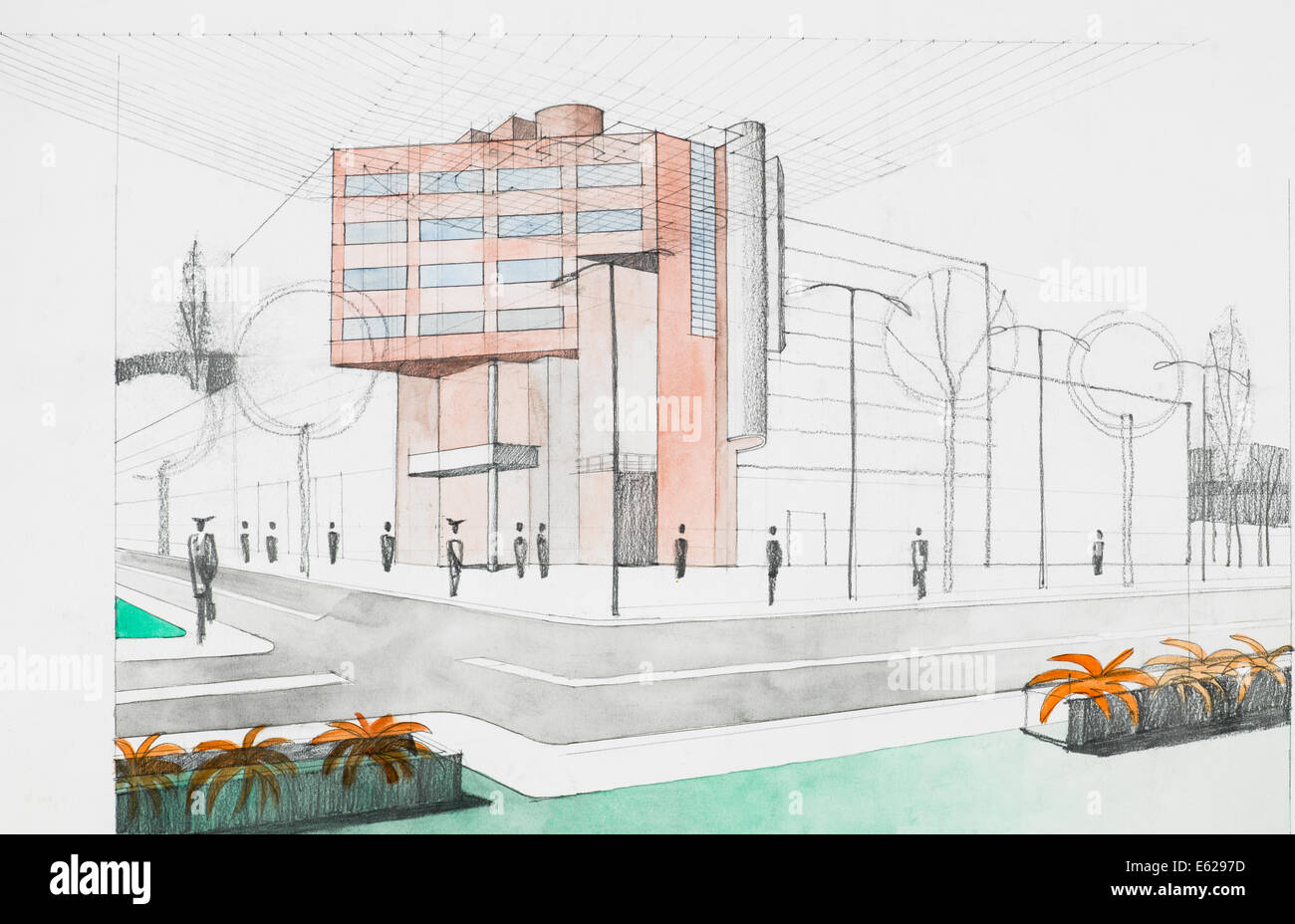 Hand drawing urban scene construction hi-res stock photography and ...