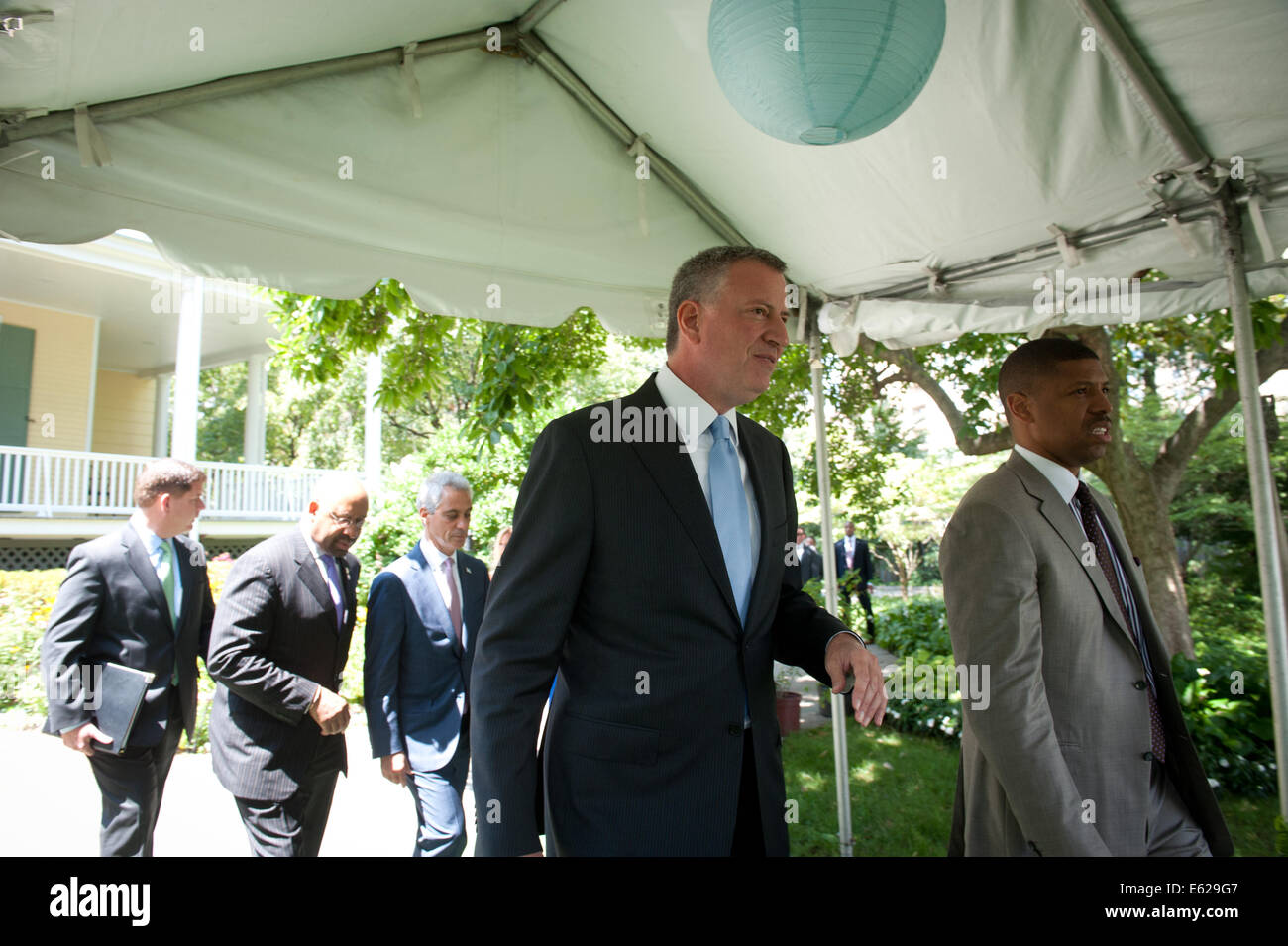 Manhattan, New York, USA. 11th Aug, 2014. Mayor BILL DE BLASIO hosts a ...