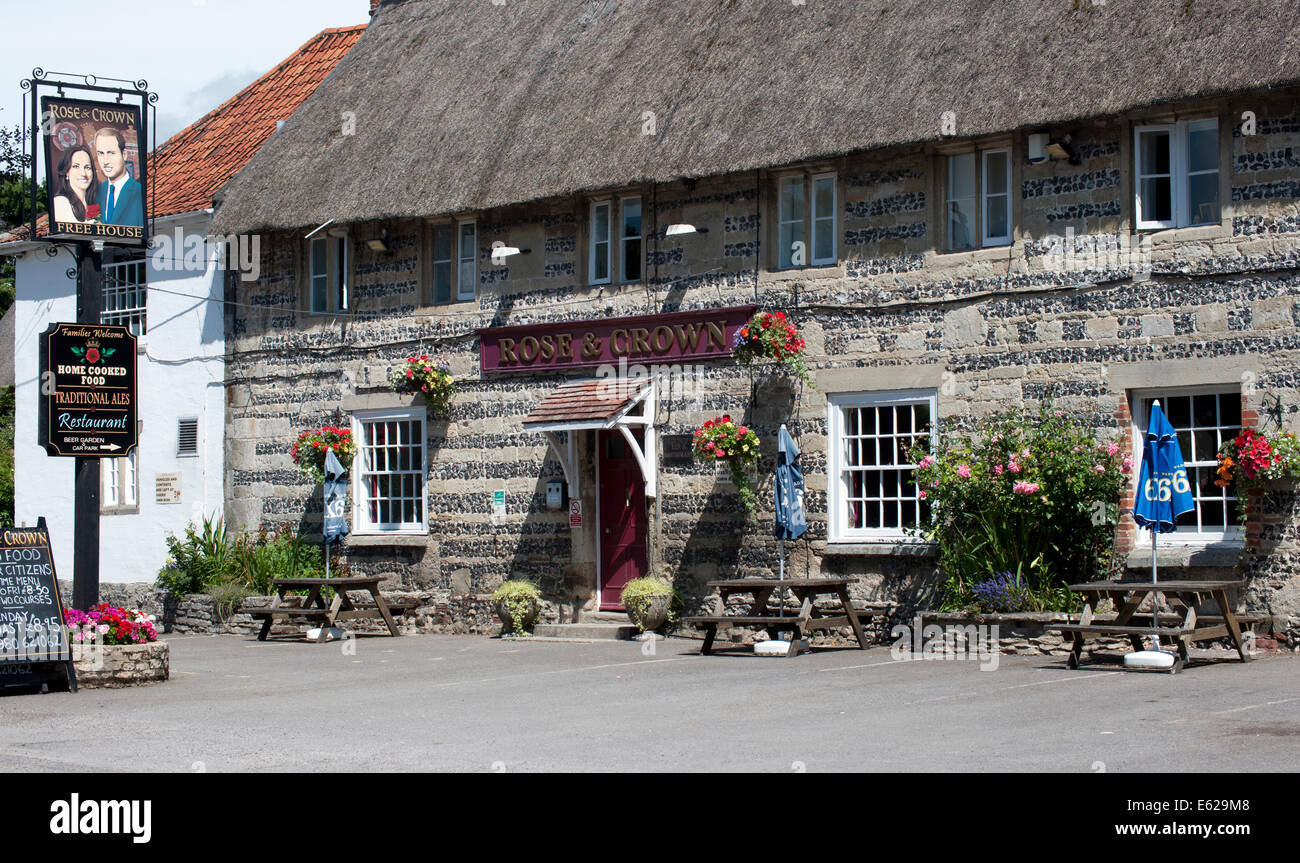 Rose and Crown , High Street, Tilshead, Wiltshire, England, UK.; with ...