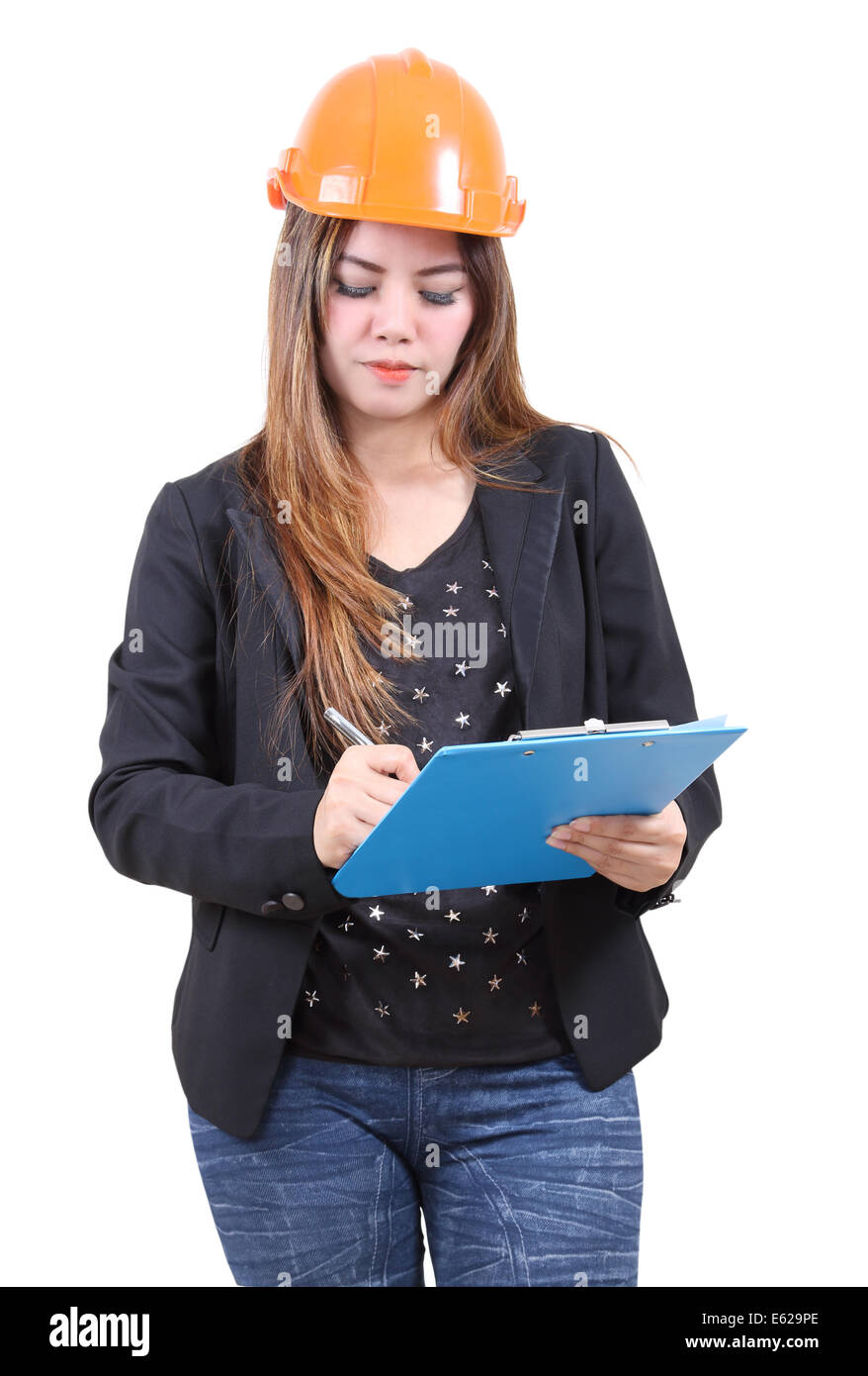 Image of portrait female construction worker Stock Photo - Alamy