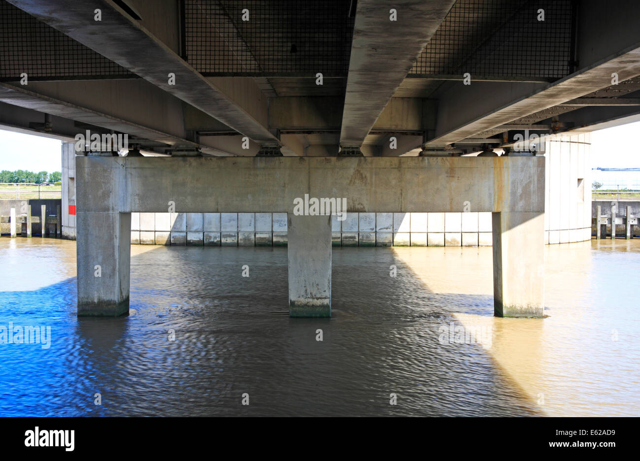 Part of the underside and supports of the A12 western bypass at Breydon ...