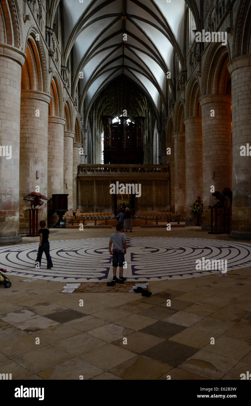 Pagan maze labyrinth in Gloucester Cathedral Stock Photo - Alamy