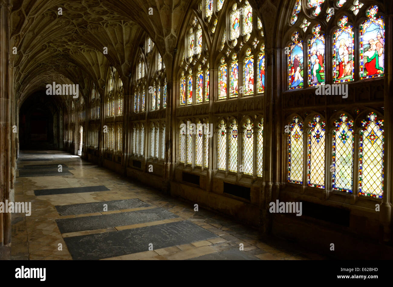 Stained Glass Windows in Cloisters Stock Photo - Alamy