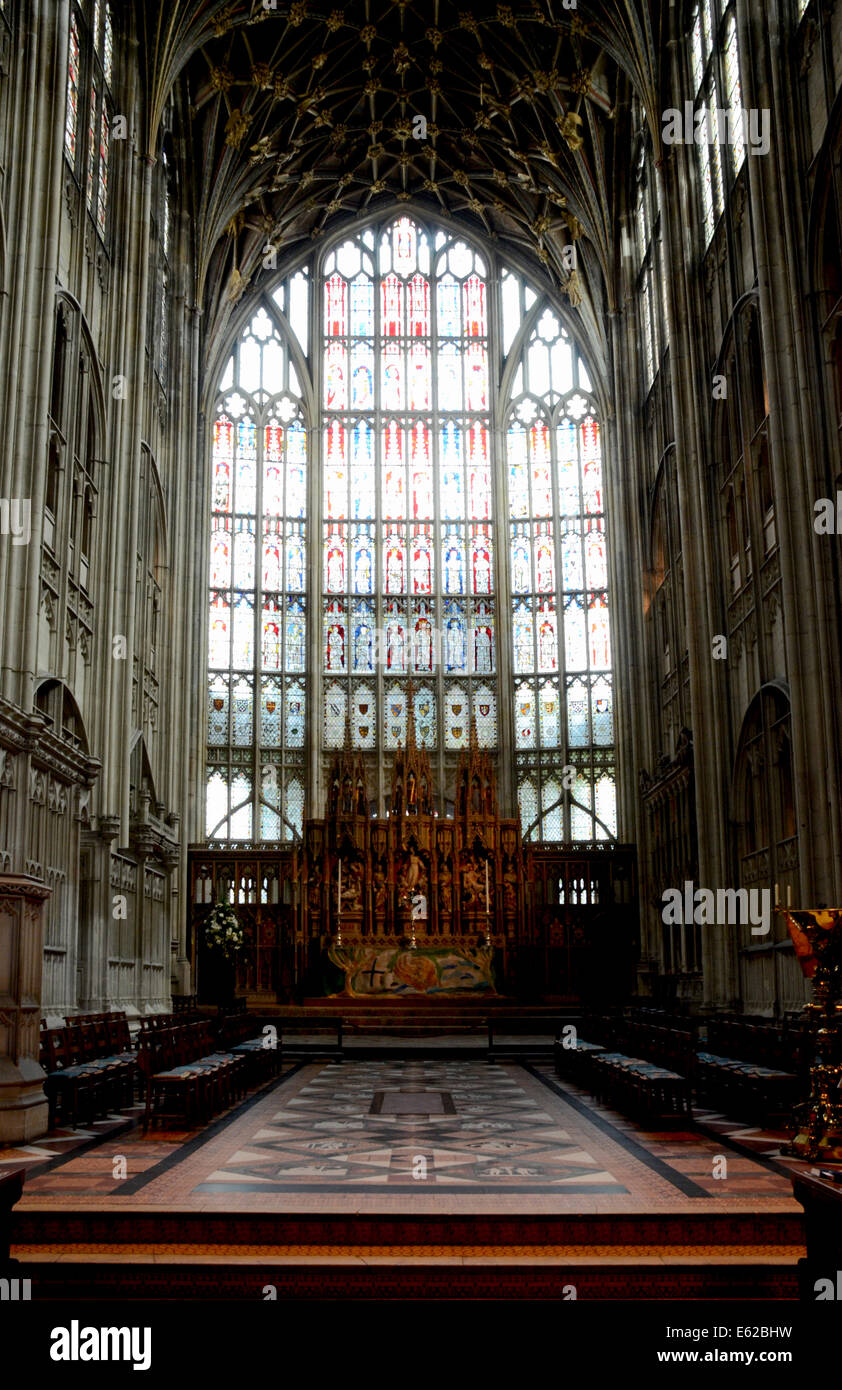 High Altar and East Window, Gloucester Cathedral Stock Photo - Alamy